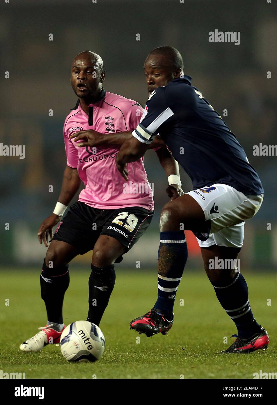 Millwall's Danny Shittu (right) and Birmingham City's Leroy Lita battle ...