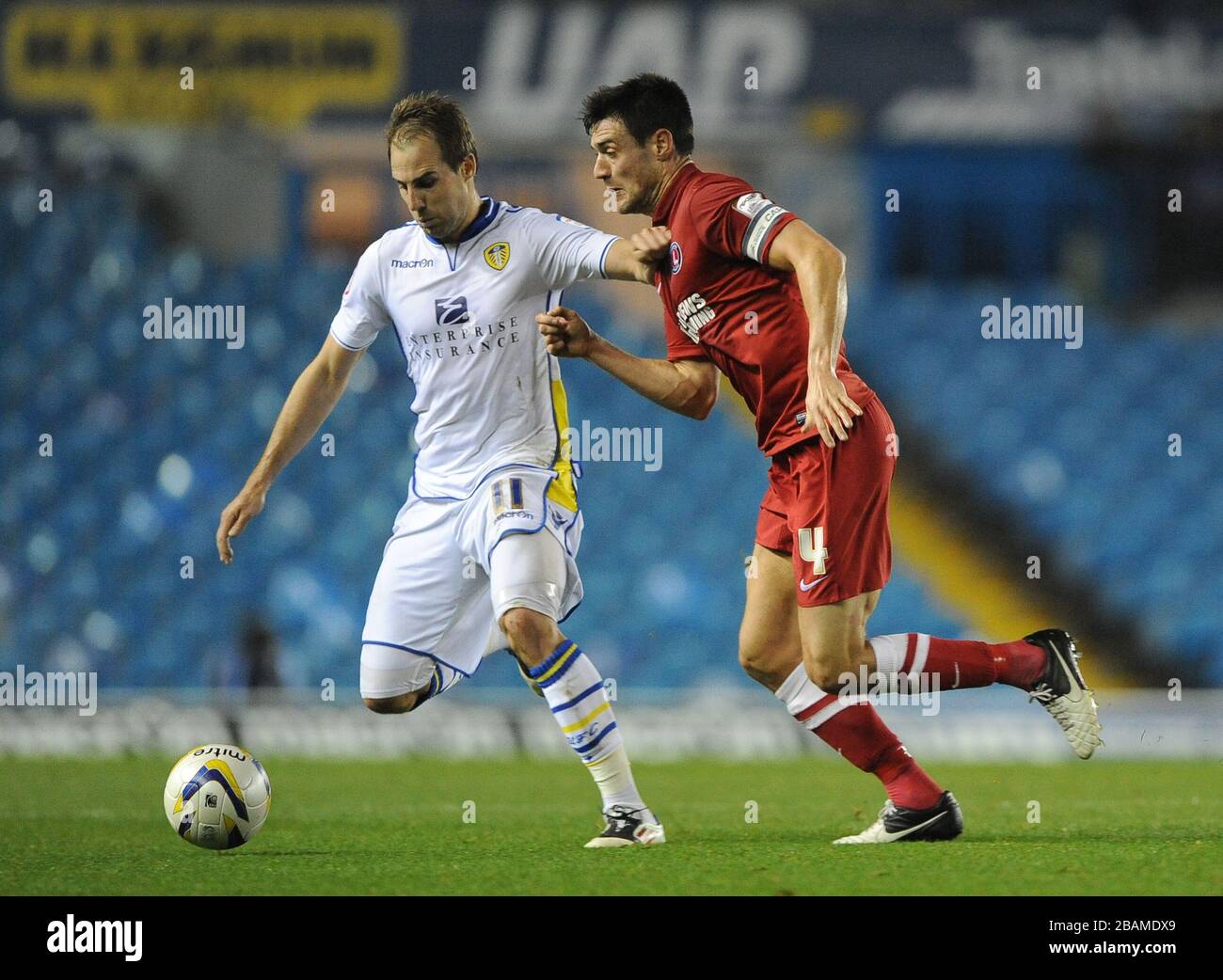 Leeds United's Luke Varney (left) and Charlton Athletic's Johnnie ...