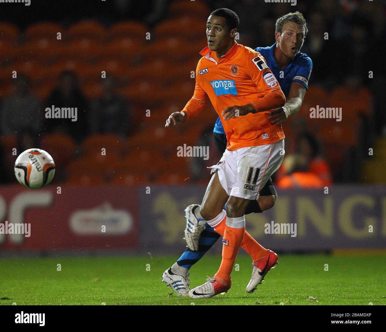 Blackpool's Thomas Ince (left) and Nottingham Forest's Danny Collins in ...
