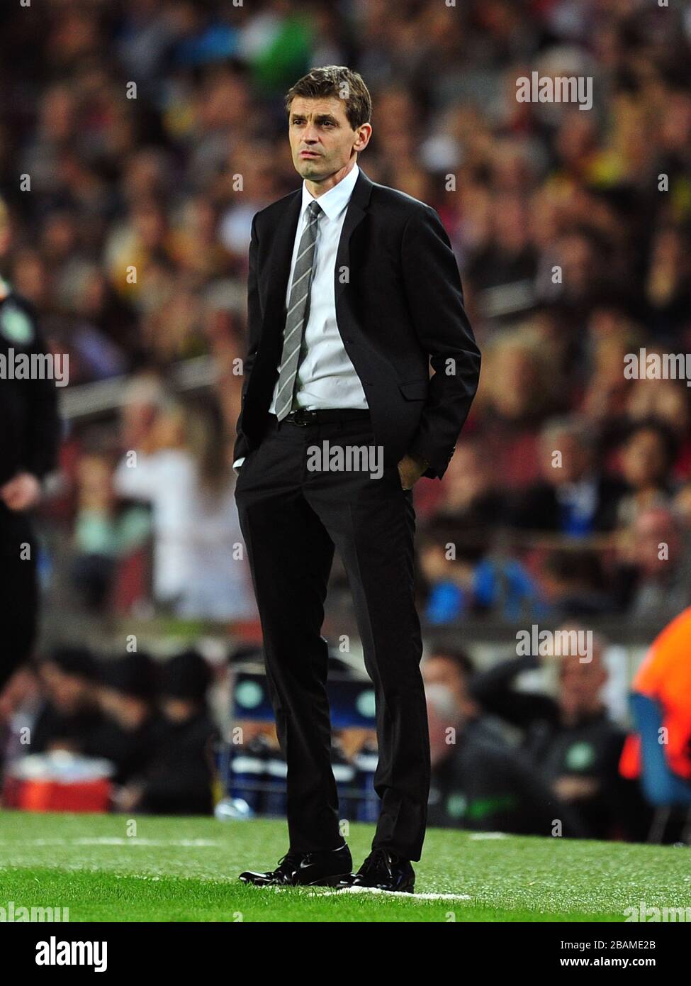 Barcelona manager tito vilanova on the touchline hi-res stock ...