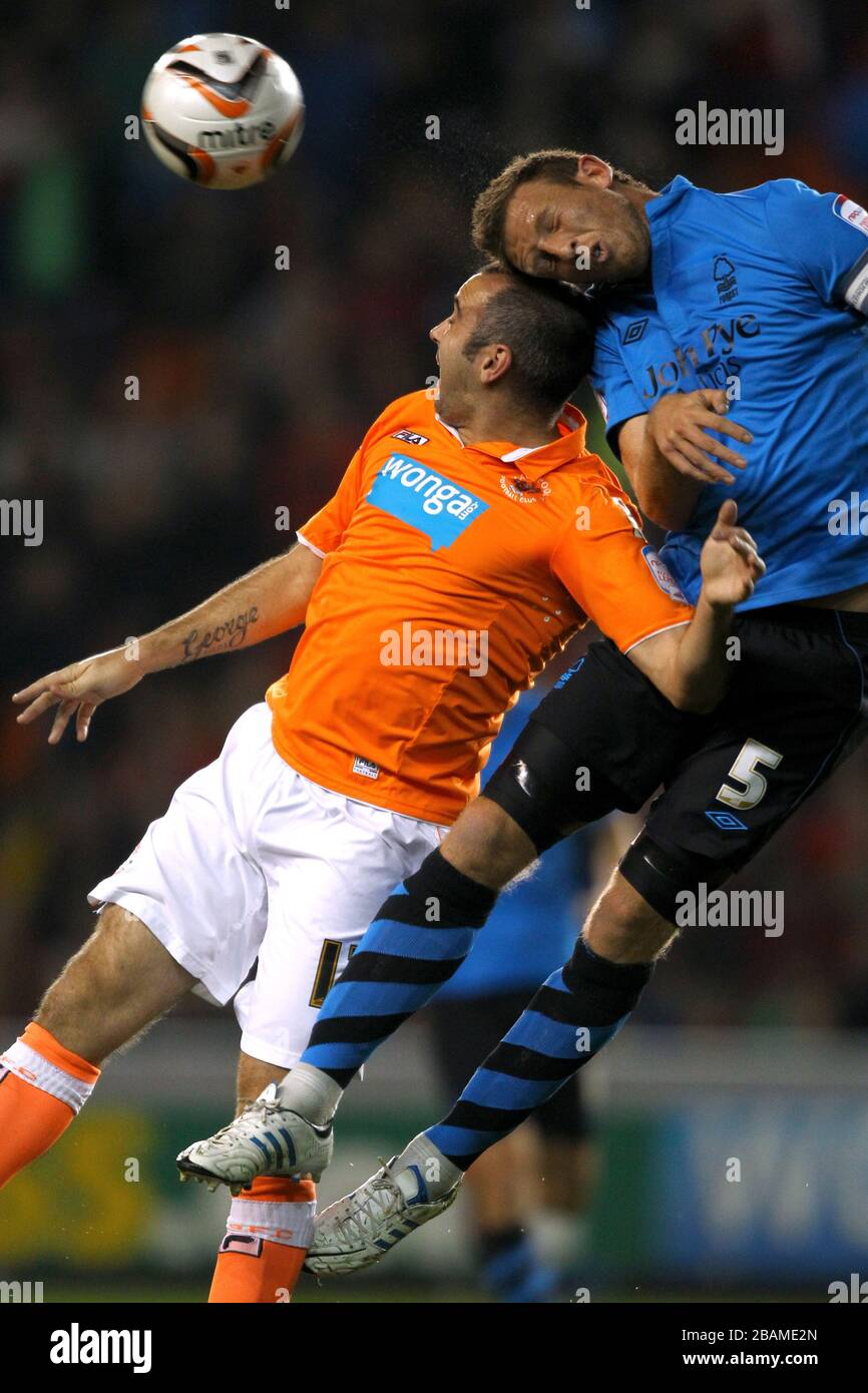 Blackpool's Gary Taylor-Fletcher and Nottingham Forest's Danny Collins ...