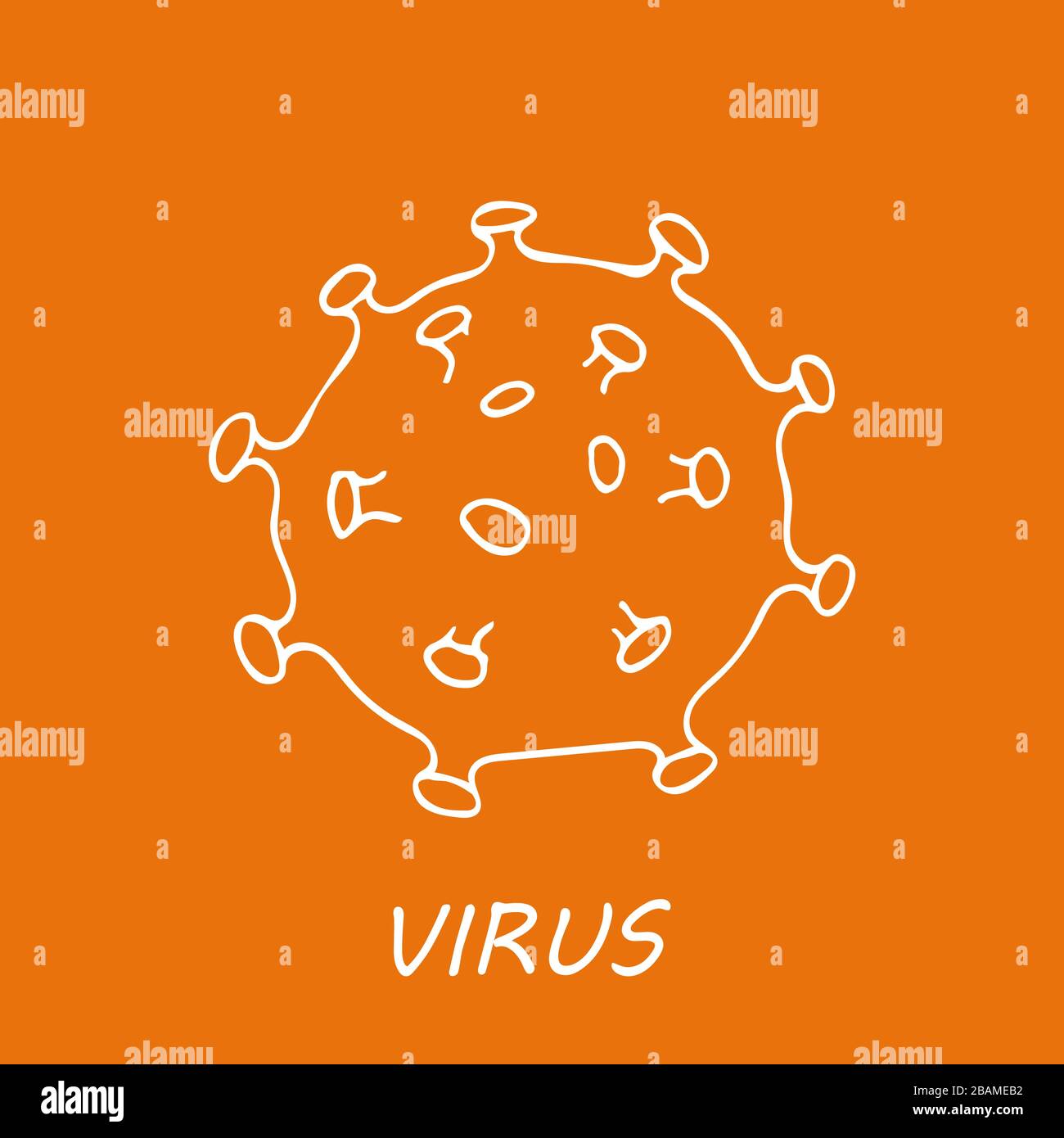Virus or bacteria hand drawn icon. Coronavirus symbol. Simple doodle ...