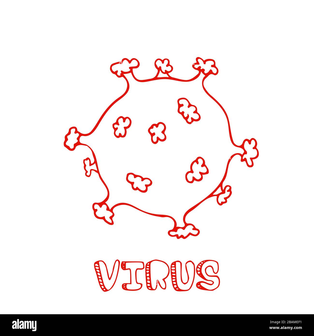 Virus or bacteria hand drawn icon. Coronavirus symbol. Simple doodle ...