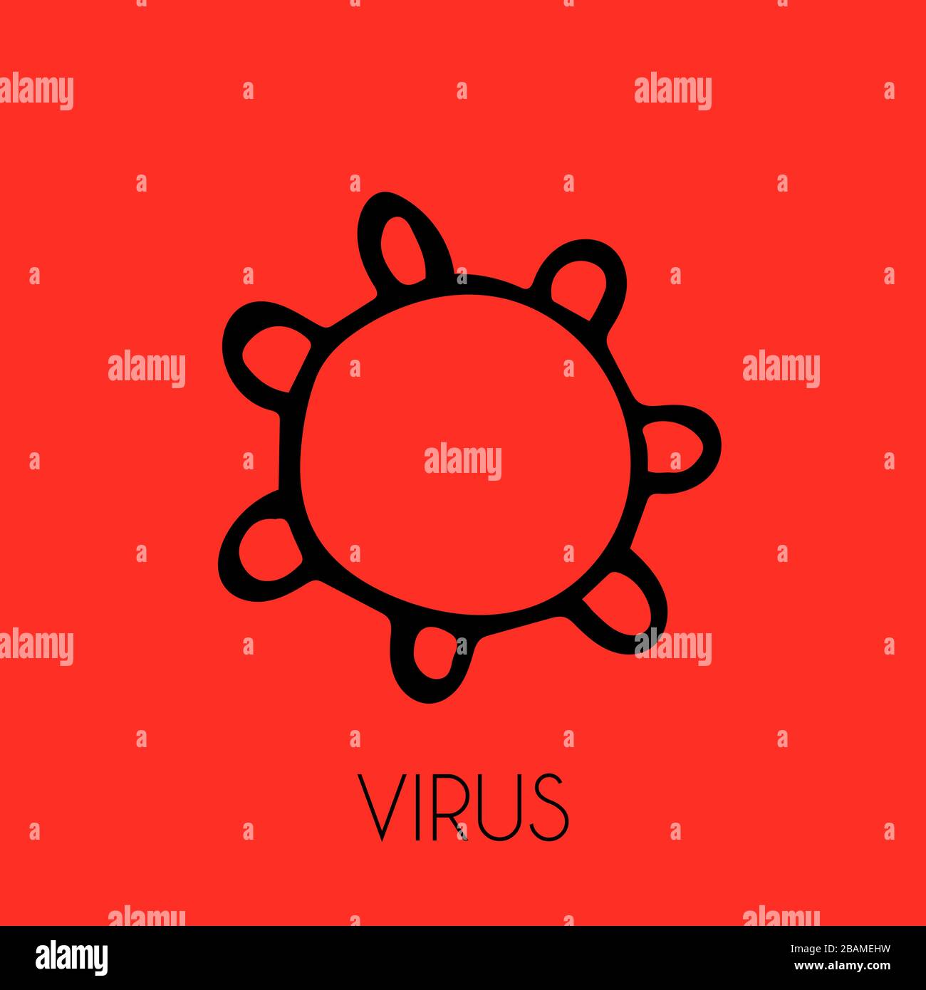 Virus or bacteria hand drawn icon. Coronavirus symbol. Simple doodle ...