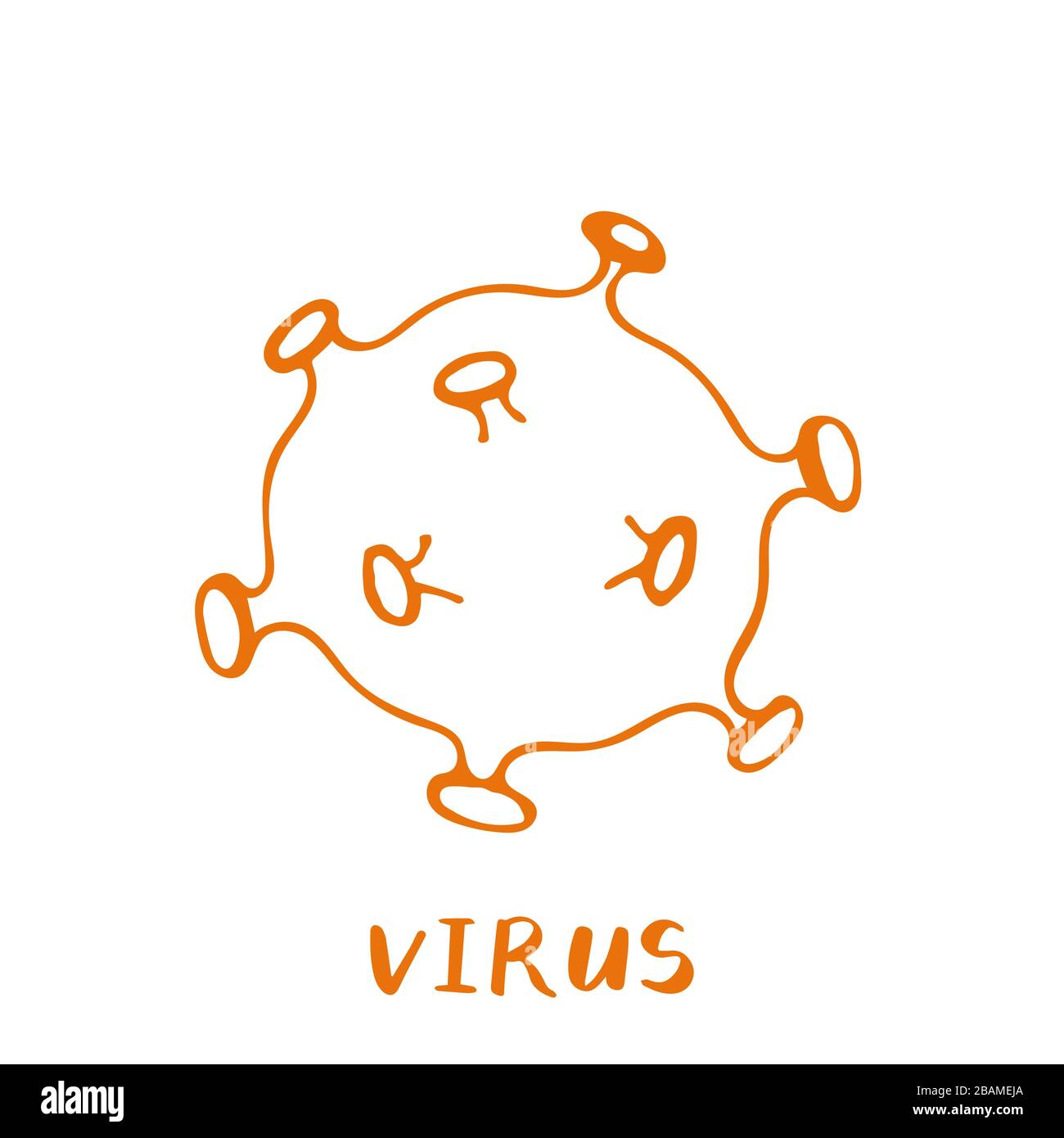 Virus or bacteria hand drawn icon. Coronavirus symbol. Simple doodle ...