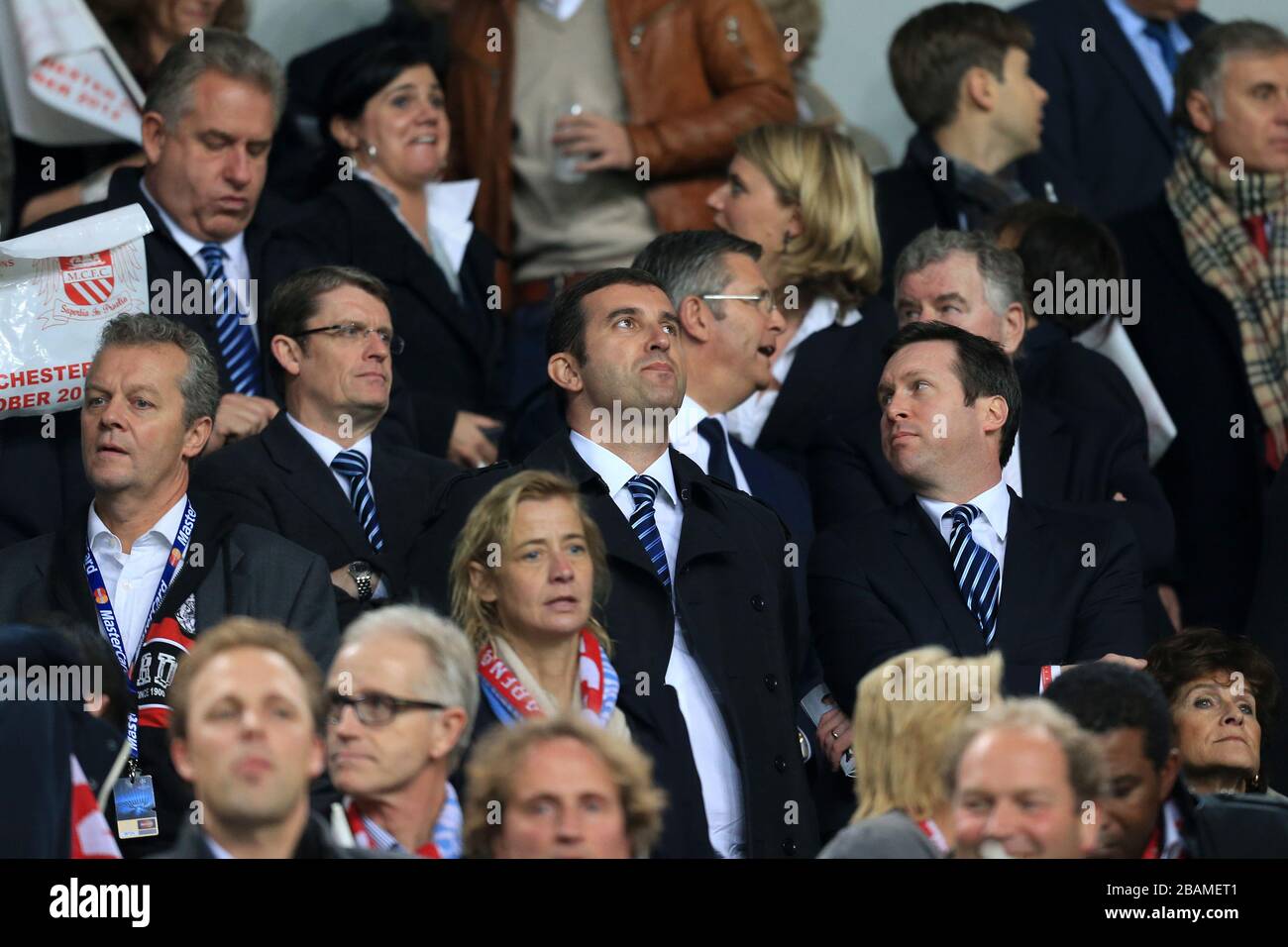 Manchester City chief executive Ferran Soriano (centre) in the stands ...