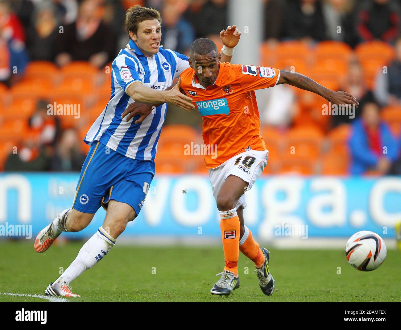Blackpool's Elliott Grandin and Brighton & Hove Albion's Dean Hammond ...