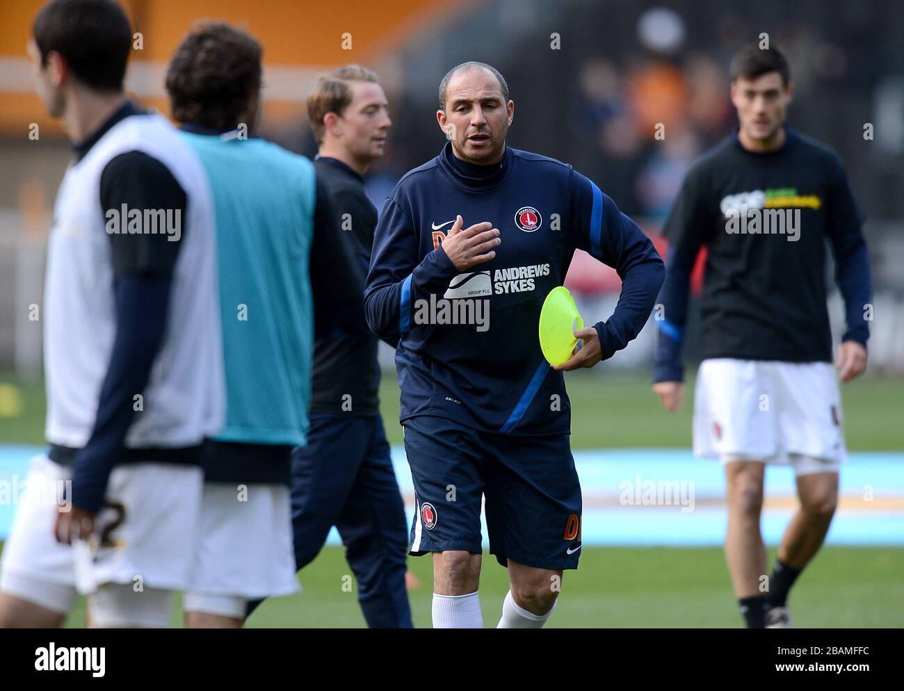 Charlton Athletic coach Damian Matthew gives direction during warm-up ...