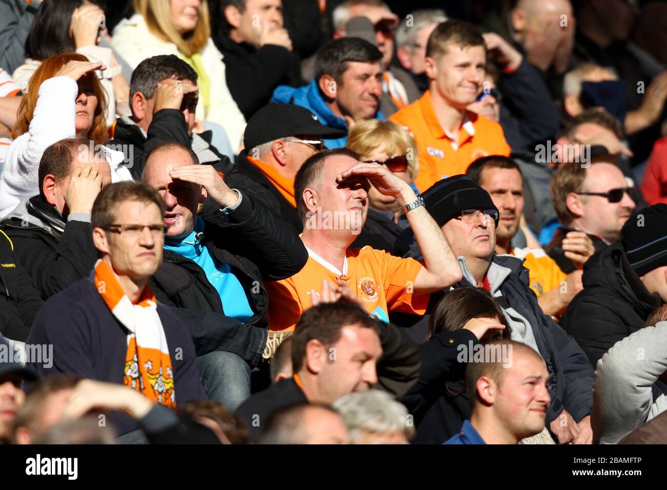 Blackpool fans in the stands Stock Photo - Alamy