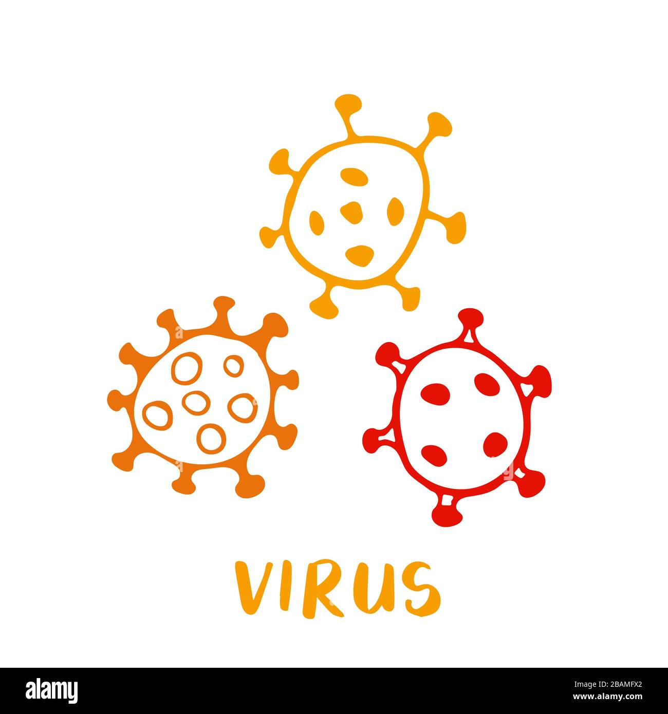 Virus or bacteria hand drawn icon. Coronavirus symbol. Simple doodle ...