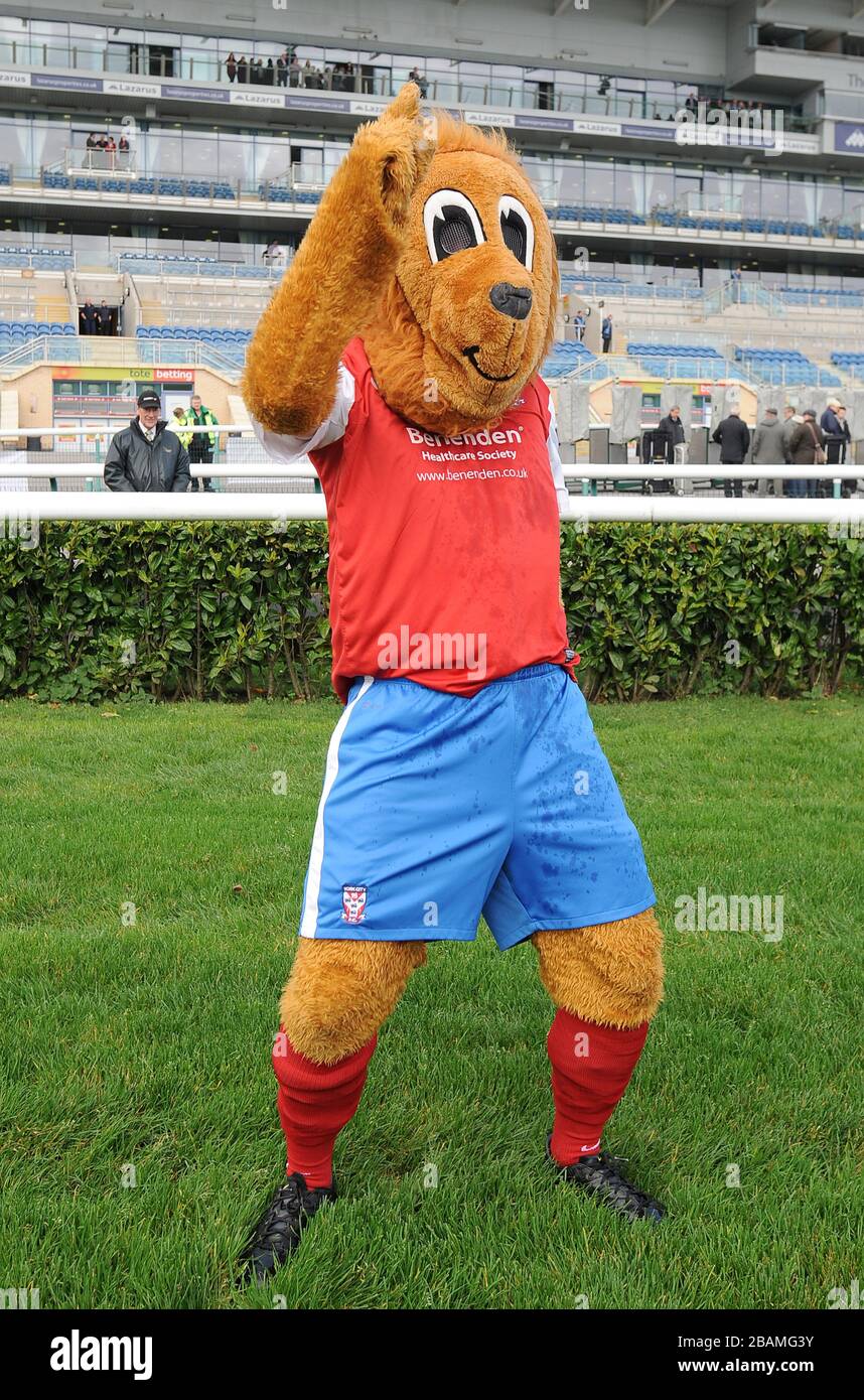 York City mascot Yorkie The Lion celebrates victory in the Football ...