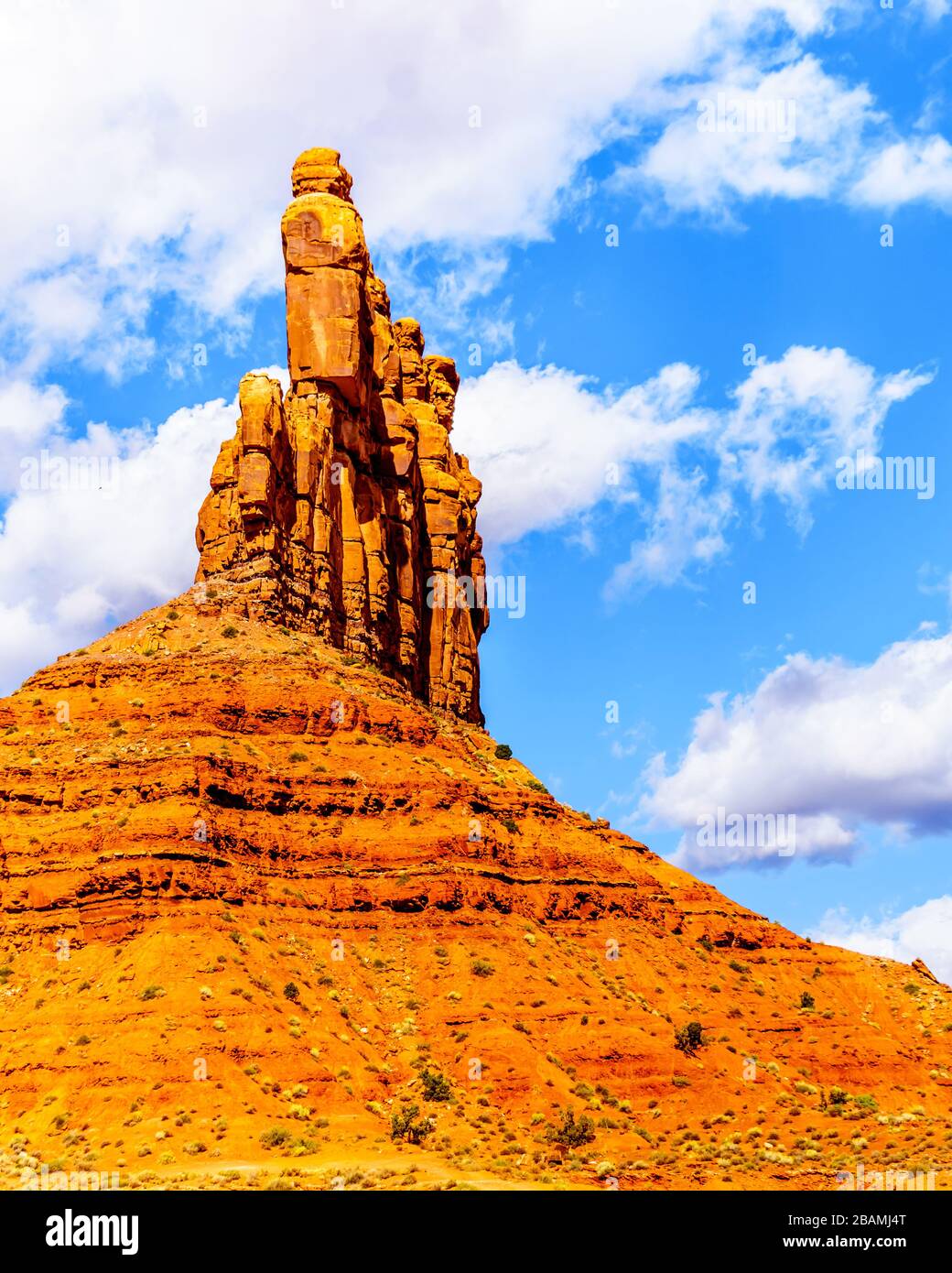 Red Sandstone Butte in the semi desert landscape in the Valley of the ...