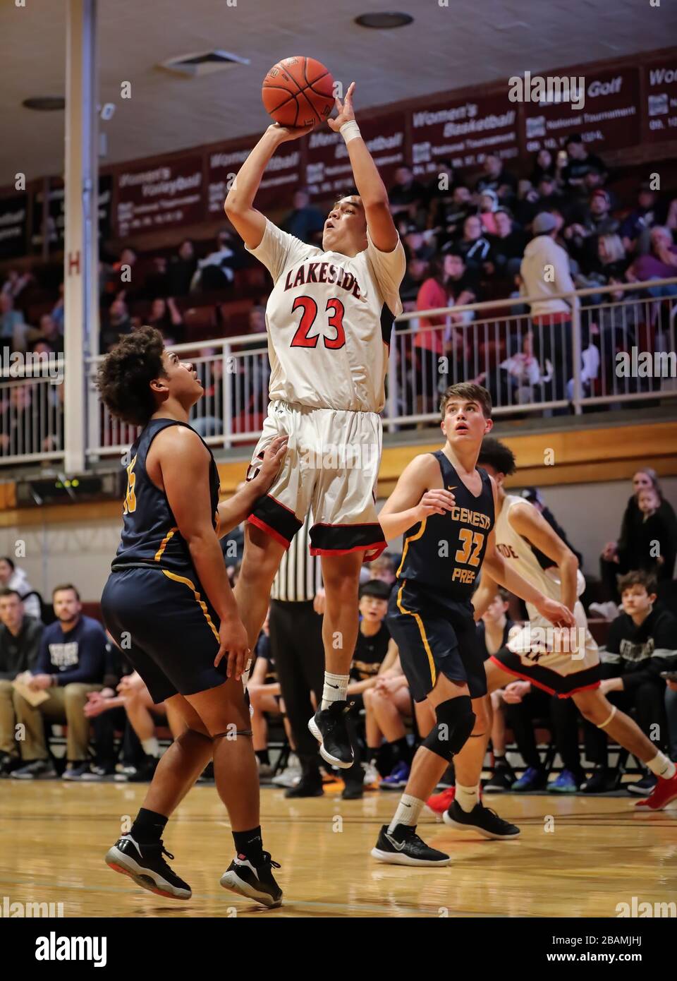 Basketball action with Lakeside vs Genesis Prep High School in Coeur d ...