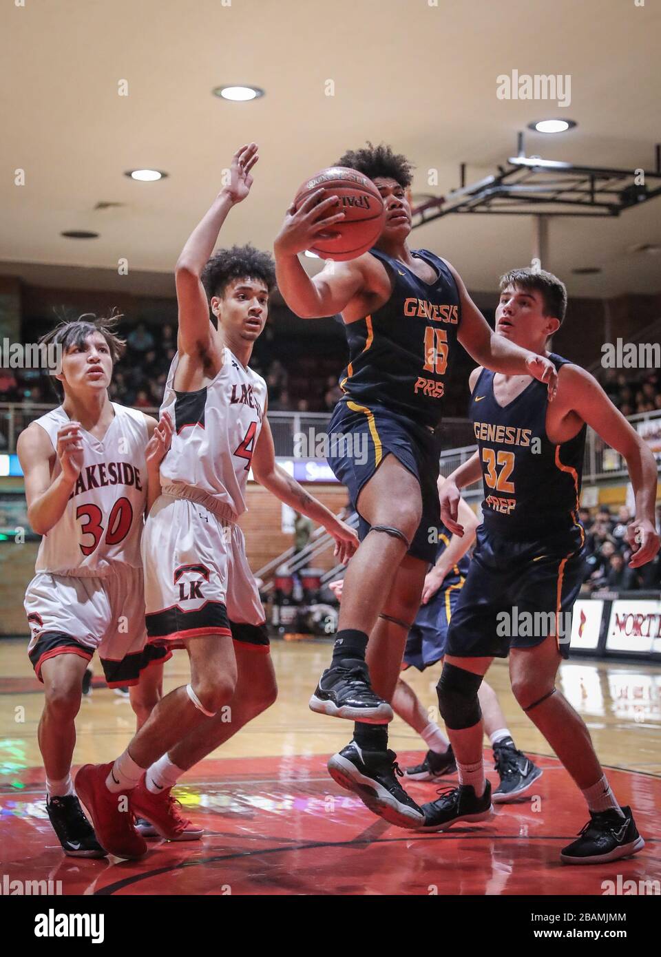 Basketball action with Lakeside vs Genesis Prep High School in Coeur d ...