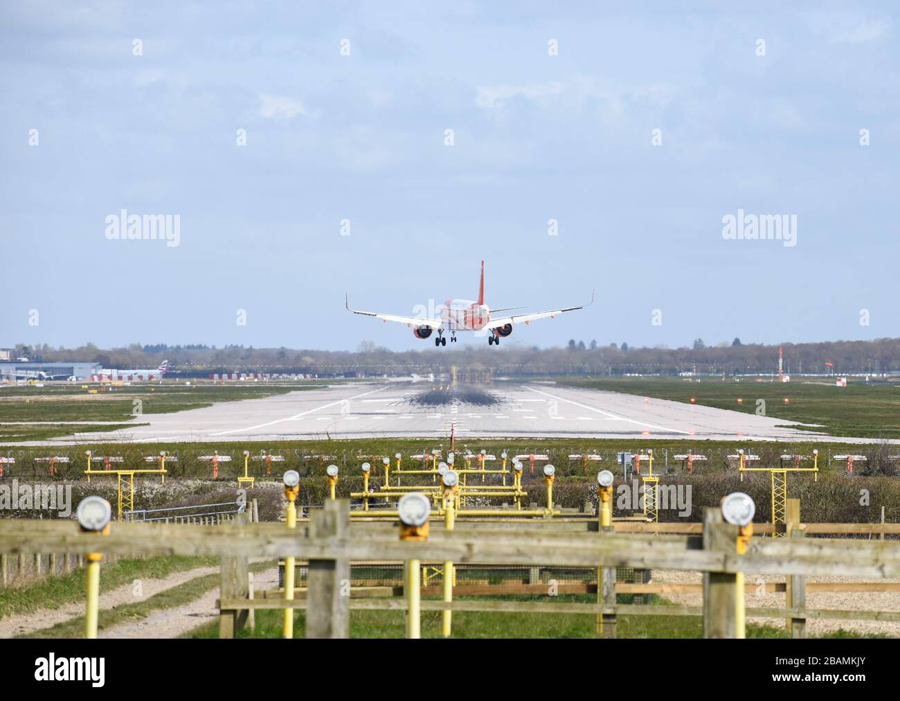 An easyJet Airbus A321-251NX callsign G-UZMH comes in to land at ...