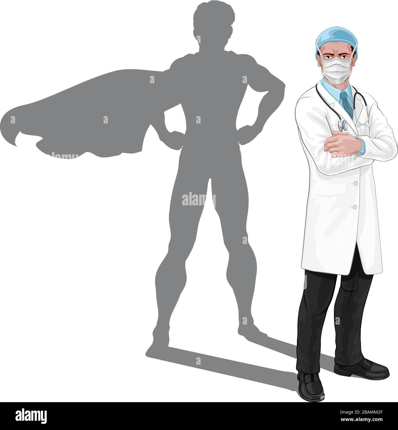 Superhero Shadow Super Hero Mask Doctor Concept Stock Vector Image ...