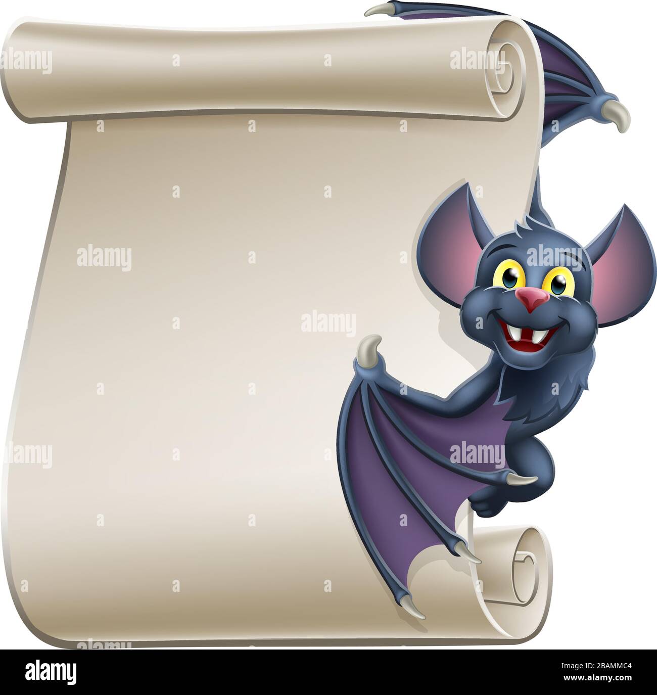 Halloween Vampire Bat Cartoon Character Scroll Stock Vector Image & Art ...