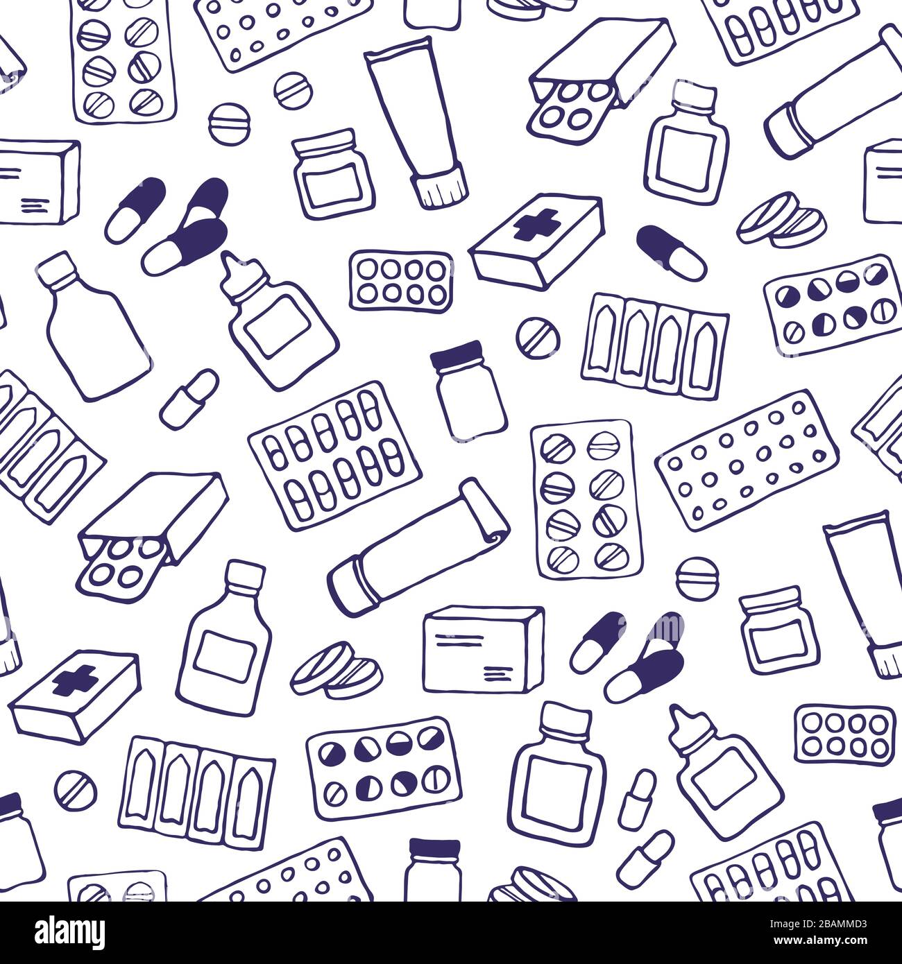 Medicine seamless doodle pattern for your design. Hand drawn Health ...