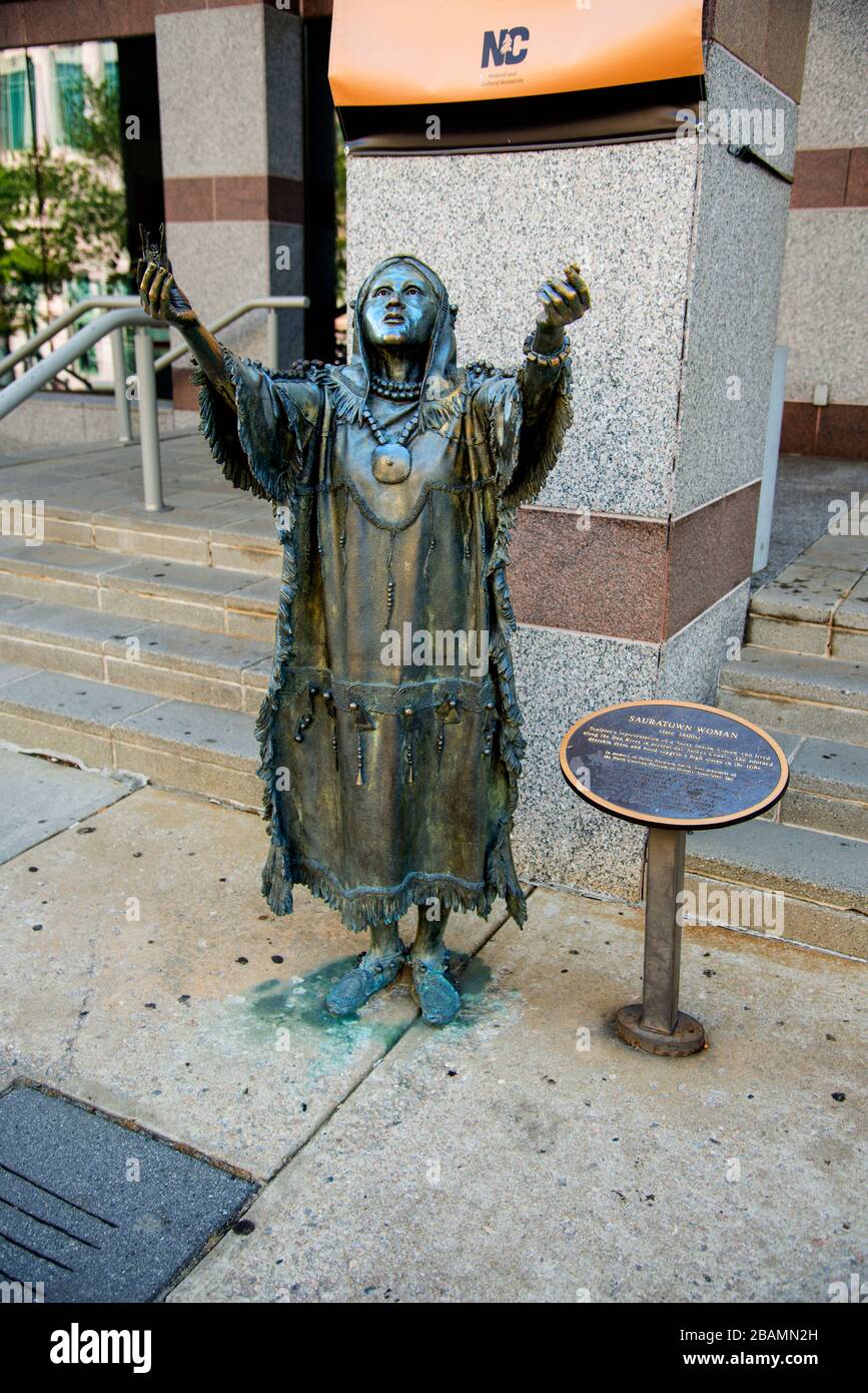 Memorial statue and monument of the Sauratown Woman at the History ...