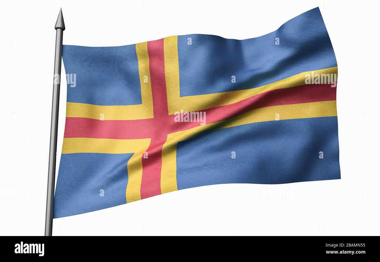 3D Render of Flagpole with Aland Flag Stock Photo - Alamy