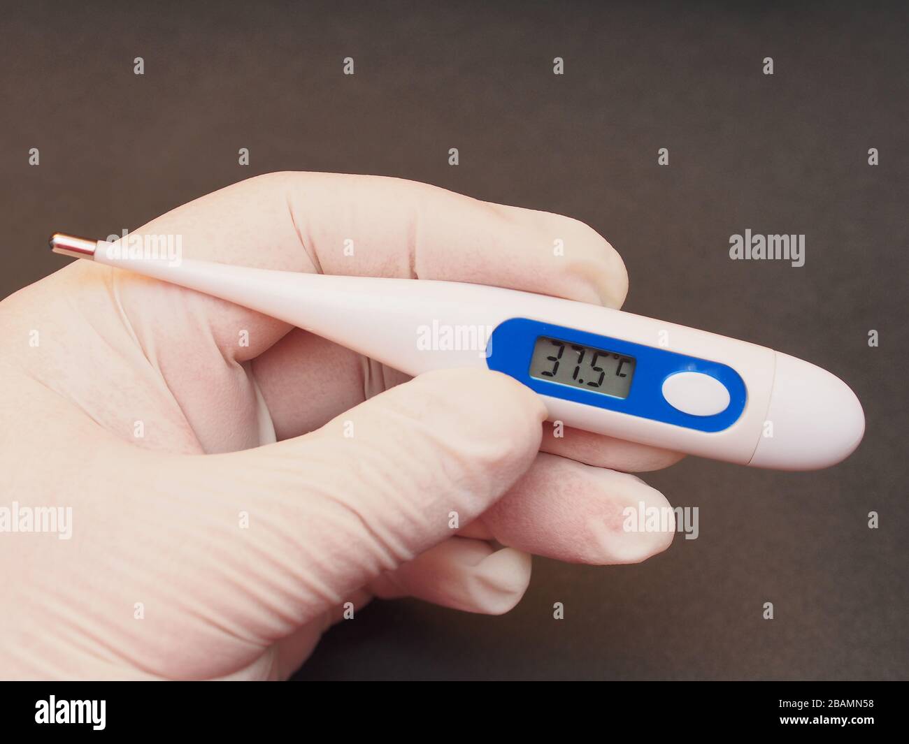 Subfebrile temperature. The display of the electronic thermometer shows ...