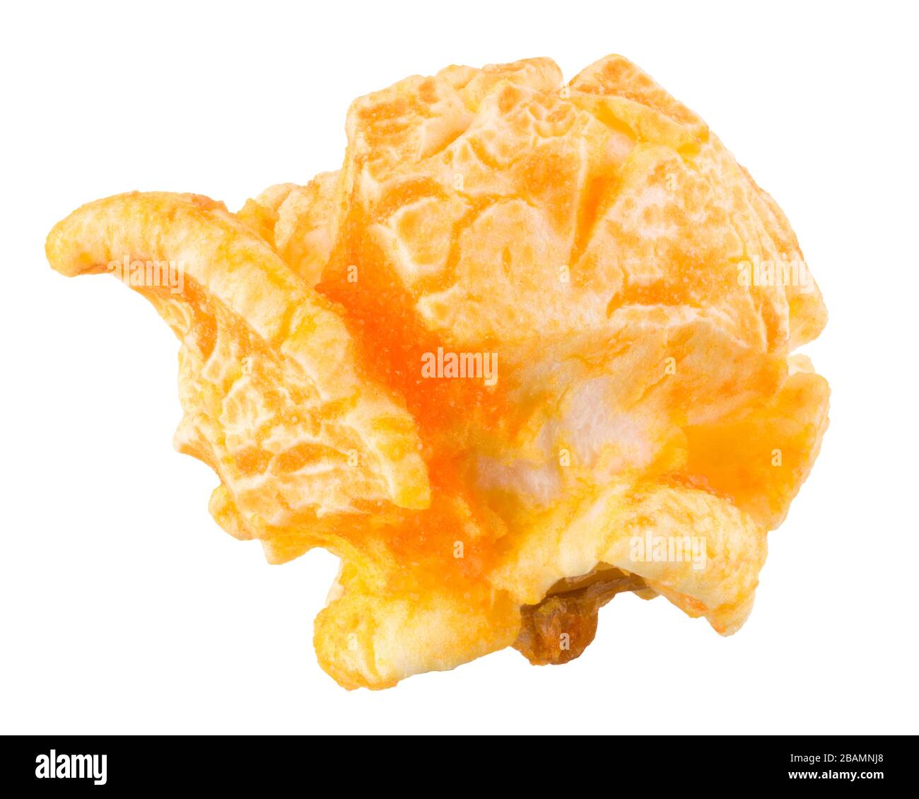 Single popped popcorn on a white background with clipping path and ...