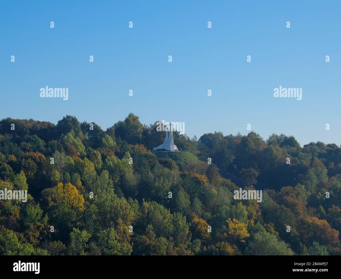 The Three Crosses Monument overlooking Vilnius in Lithuania Stock Photo ...