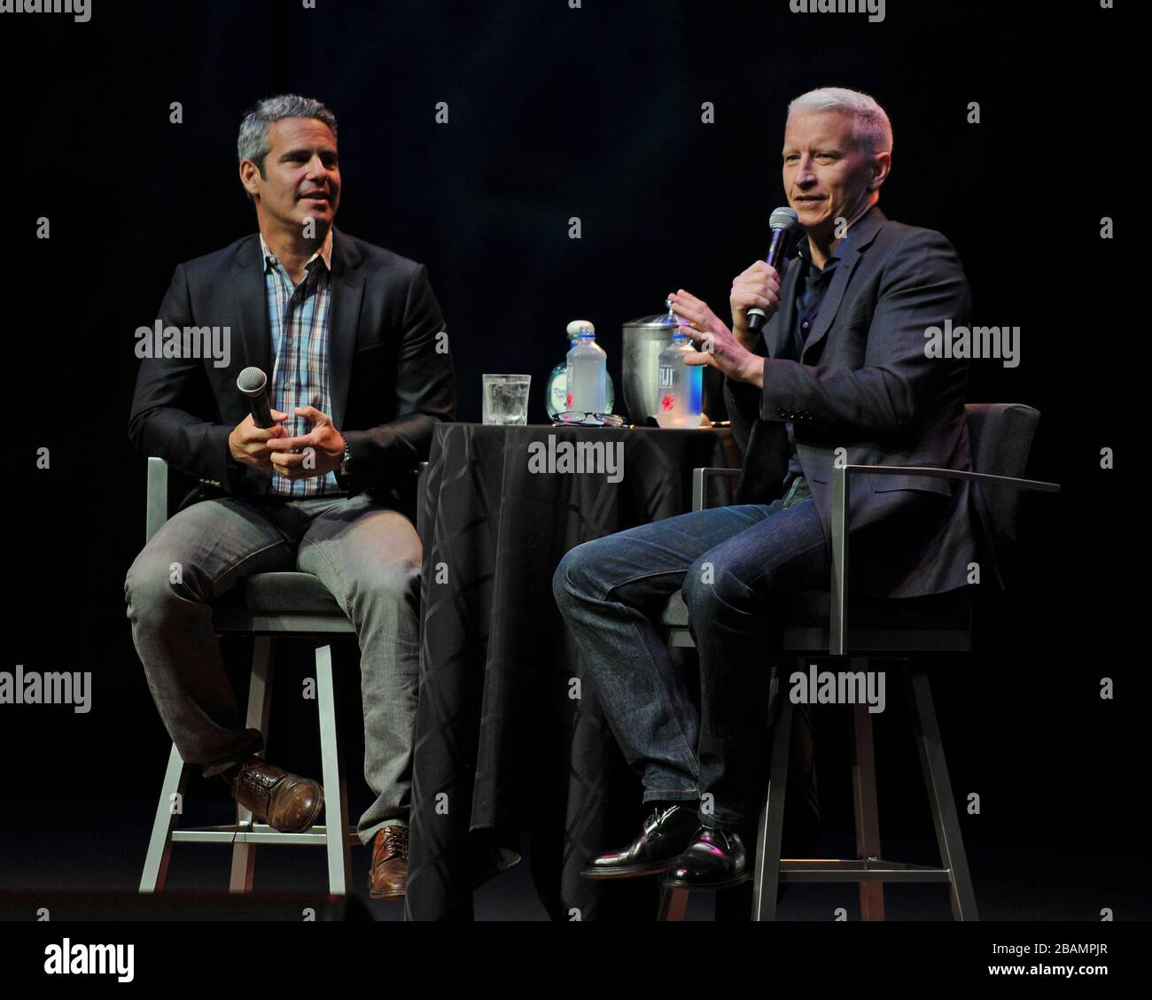 MIAMI BEACH, FL - APRIL 18: Andy Cohen and Anderson Cooper perform at ...