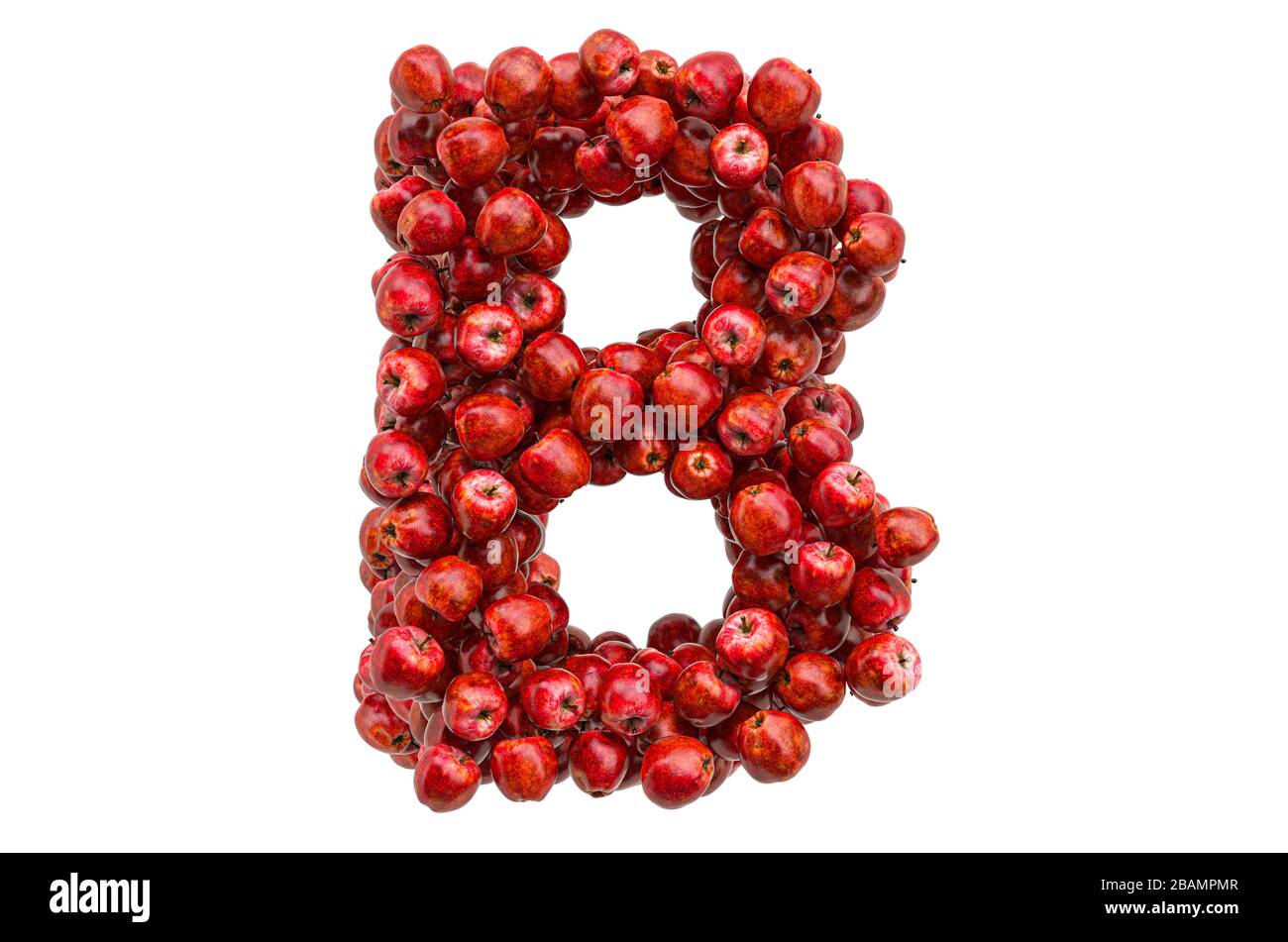 Letter B from red apples, 3D rendering isolated on white background ...
