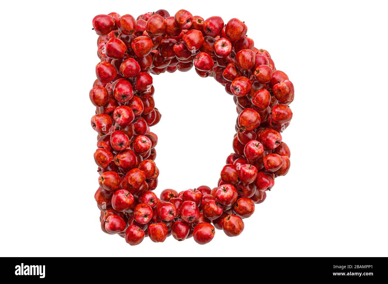 Letter D from red apples, 3D rendering isolated on white background ...