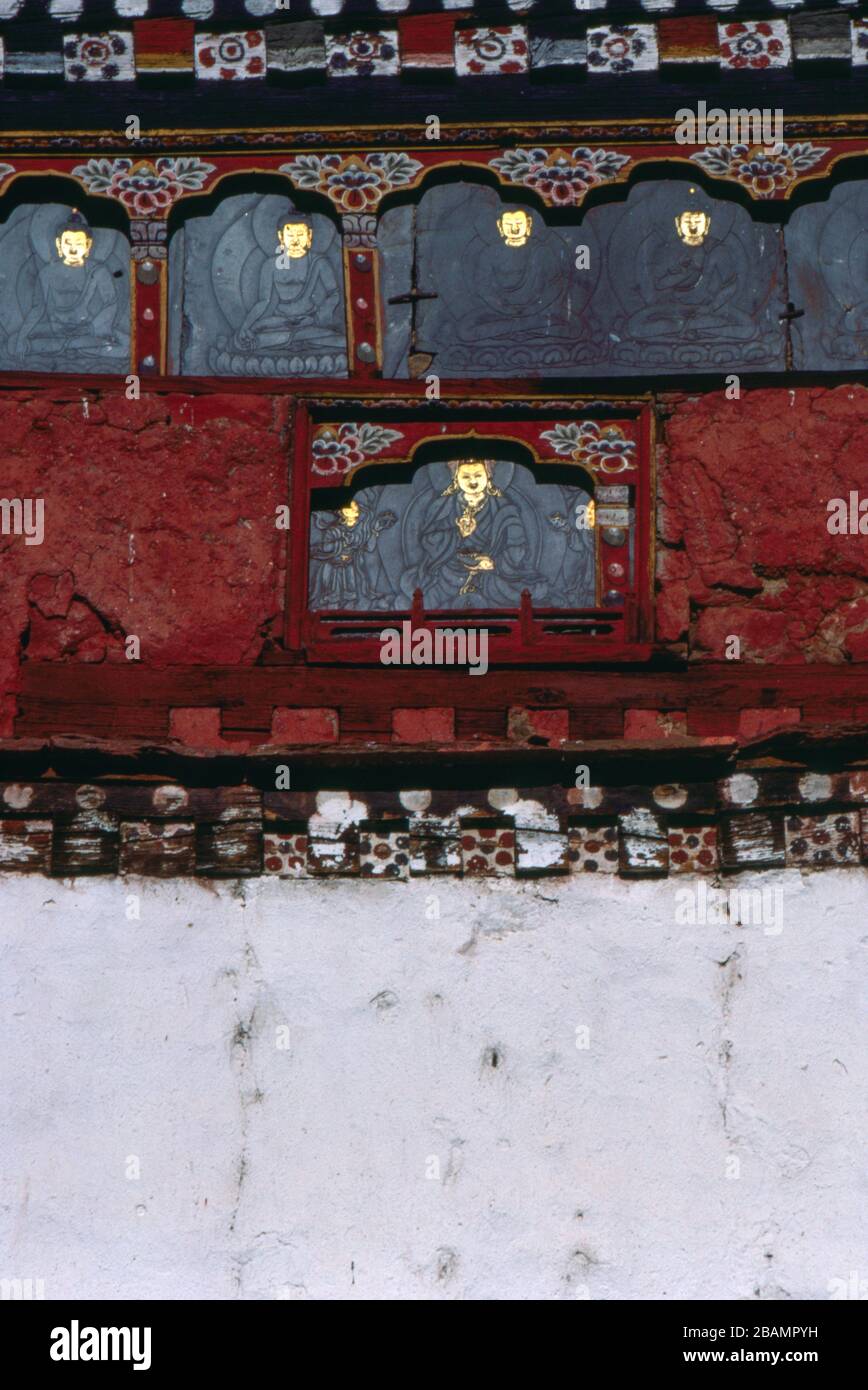 Slate bas relief (low relief) depictions of the Buddha with gold leaf ...