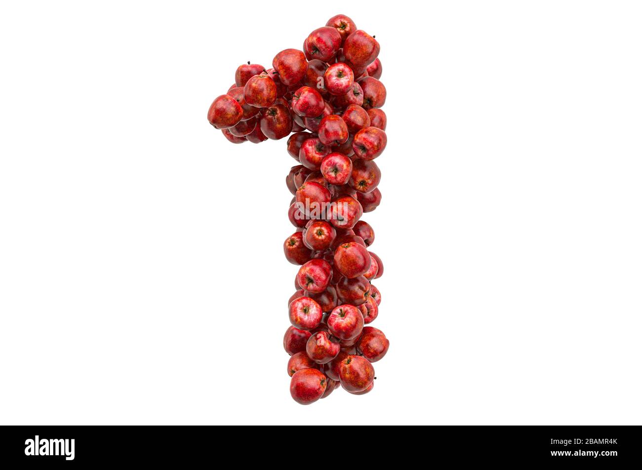 Number 1 from red apples, 3D rendering isolated on white background ...