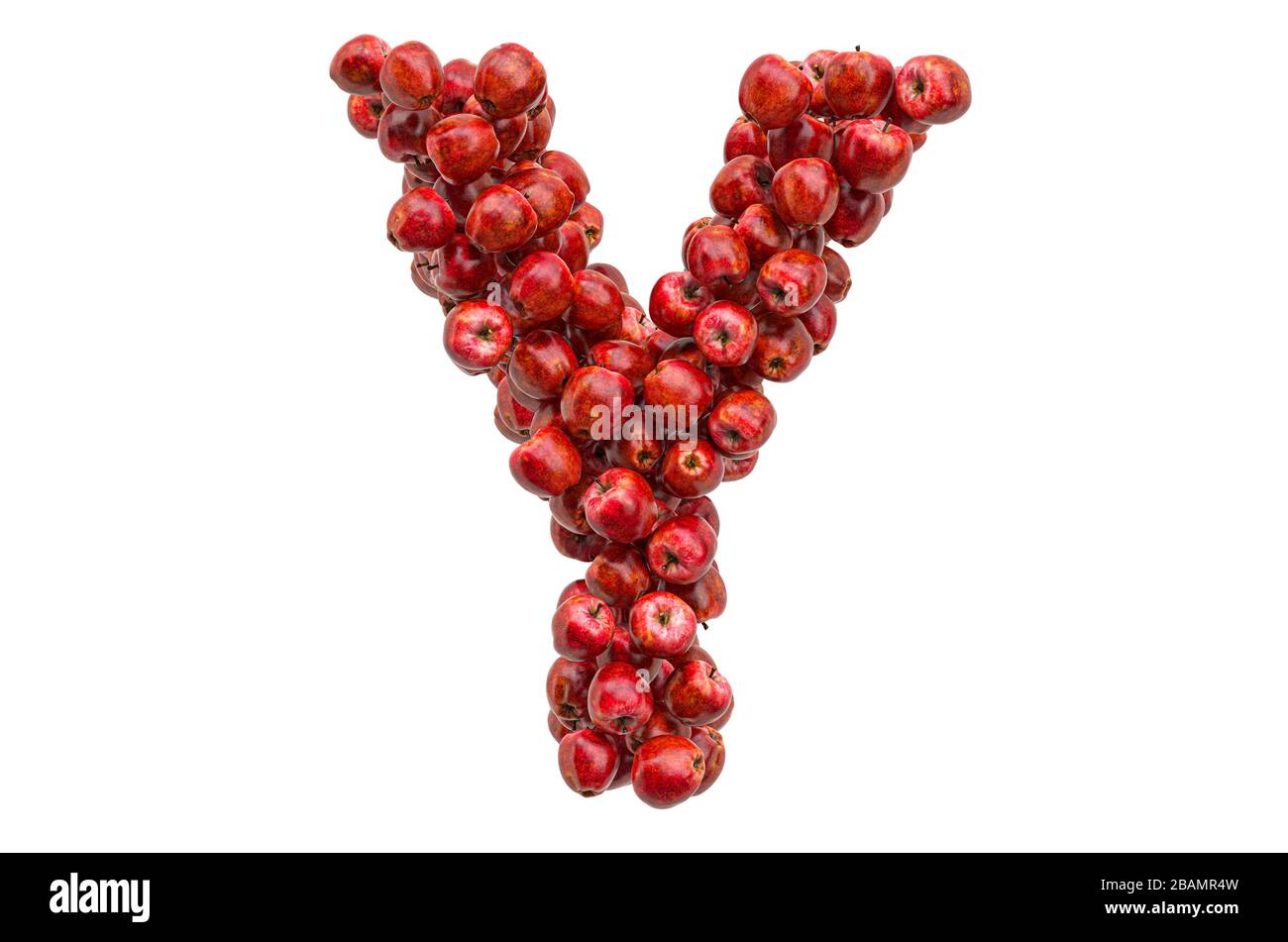 Letter Y from red apples, 3D rendering isolated on white background ...