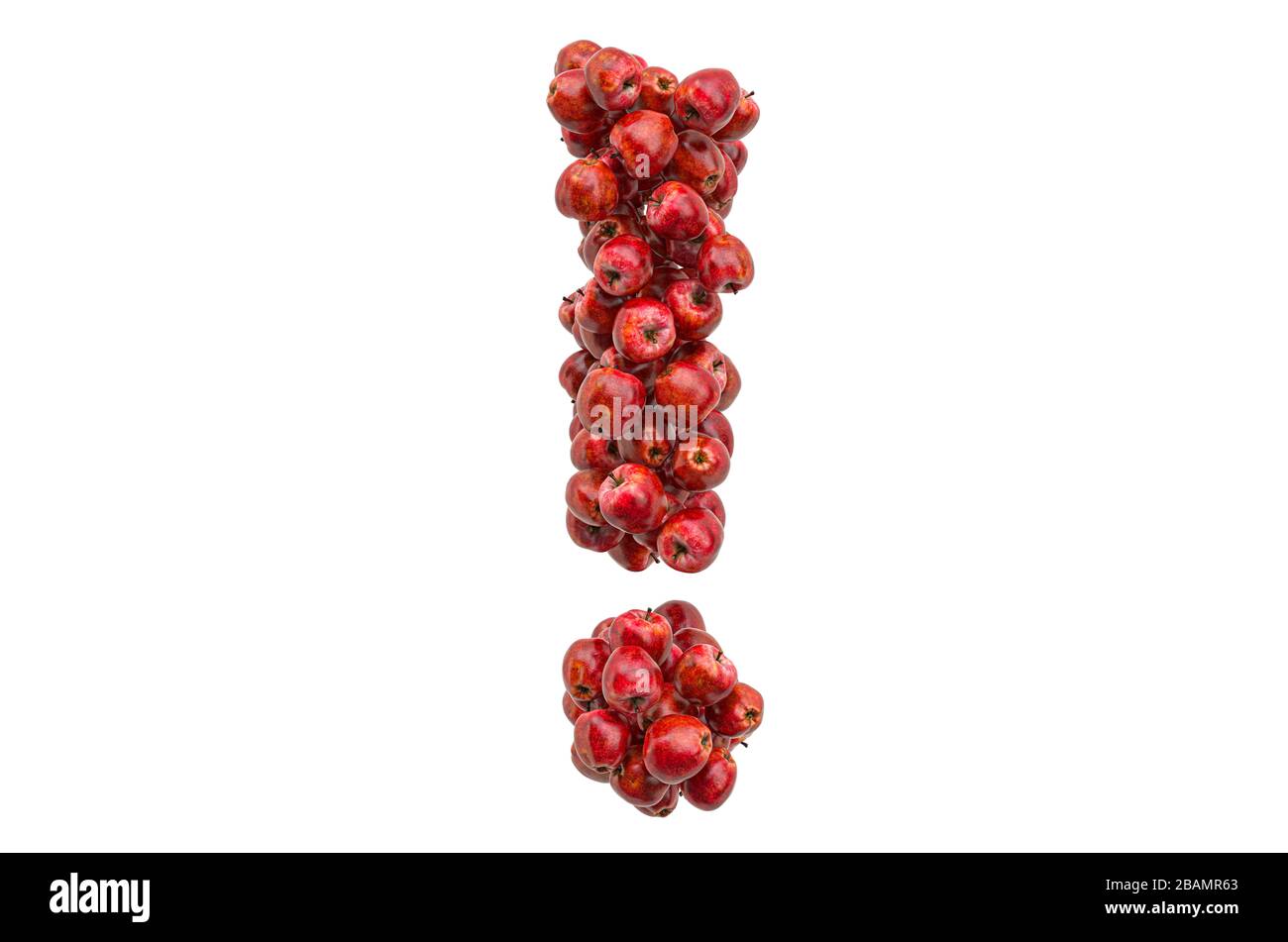 Exclamation mark from red apples. 3D rendering isolated on white ...