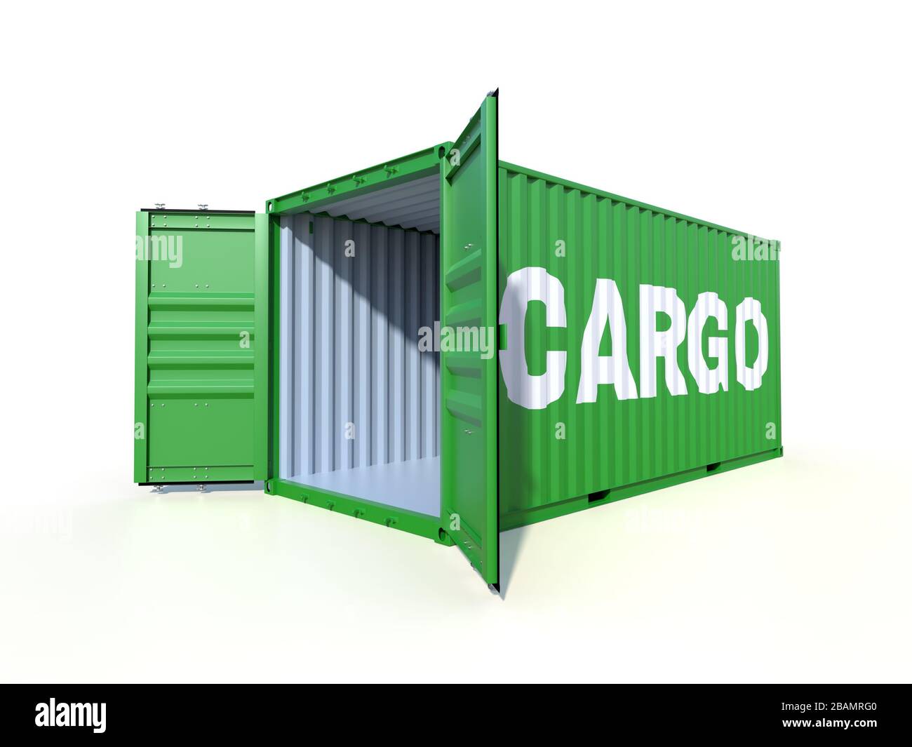 Ship cargo container side view with cardboard boxes Stock Photo - Alamy