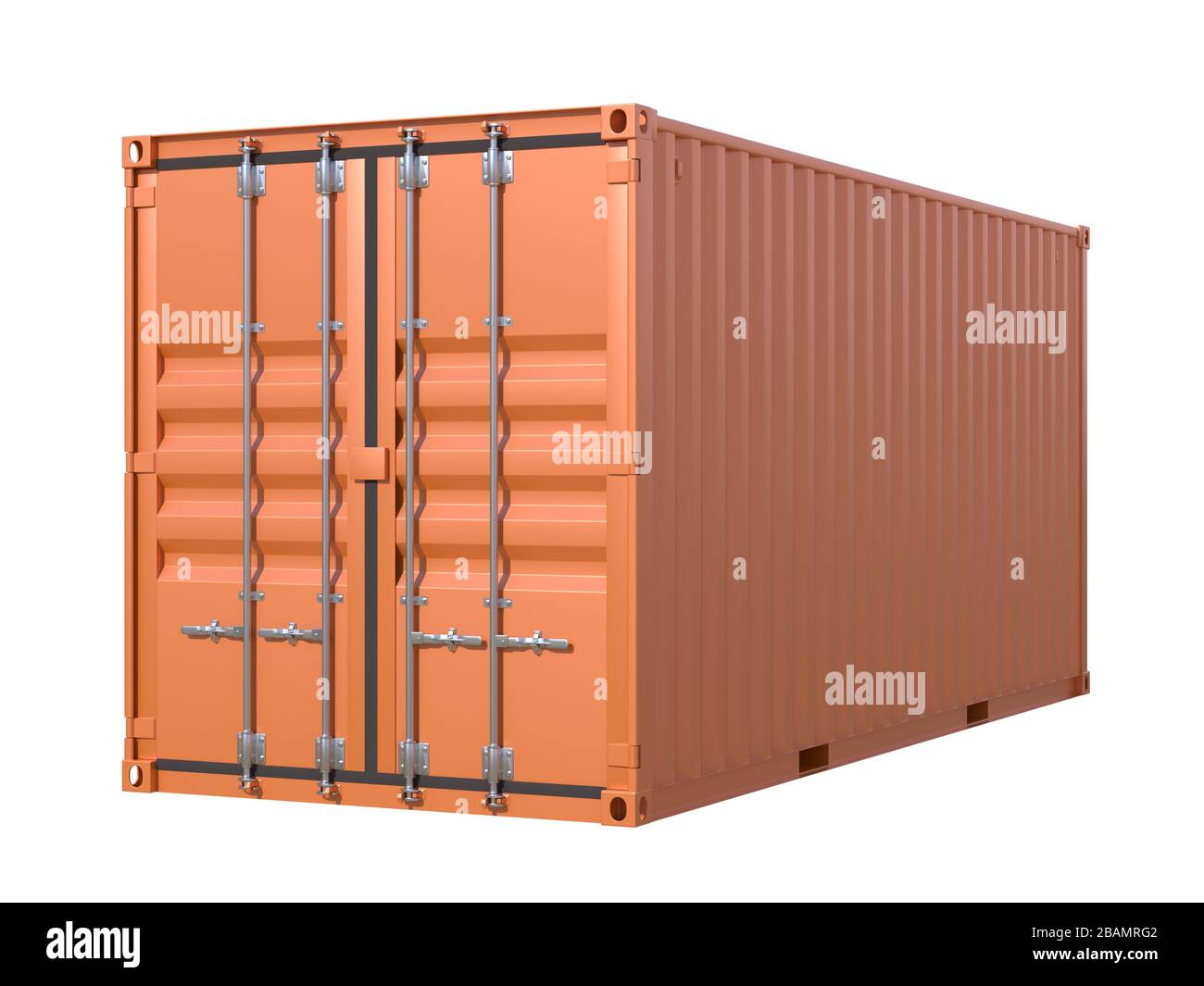 Brown ship cargo container side view 20 feet length Stock Photo - Alamy