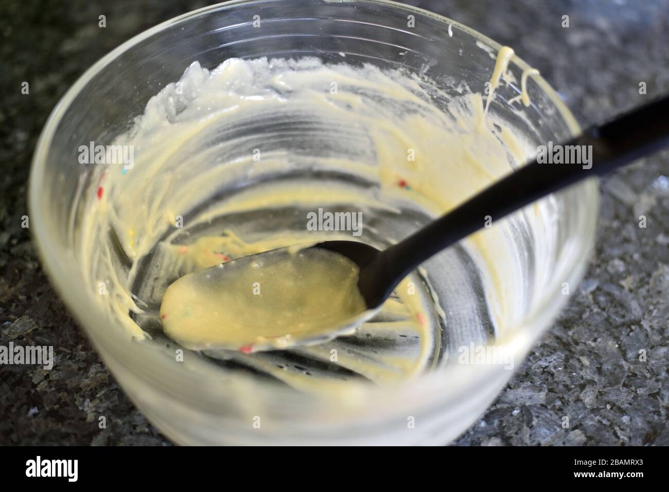 Mixing Bowl with Cake Batter Stock Photo - Alamy
