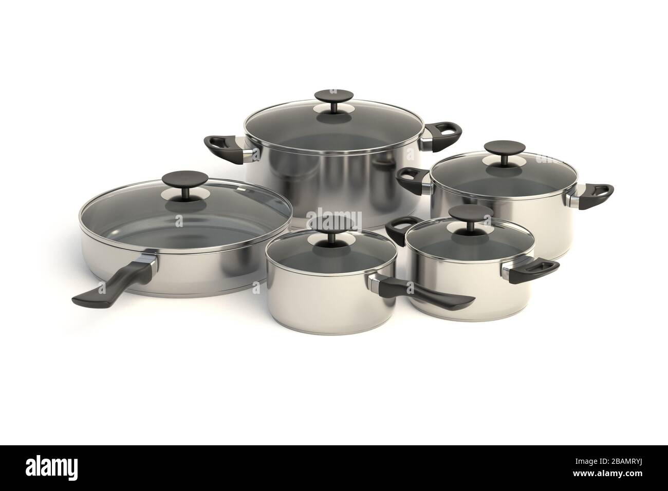 Pots and pans white background Cut Out Stock Images & Pictures - Alamy