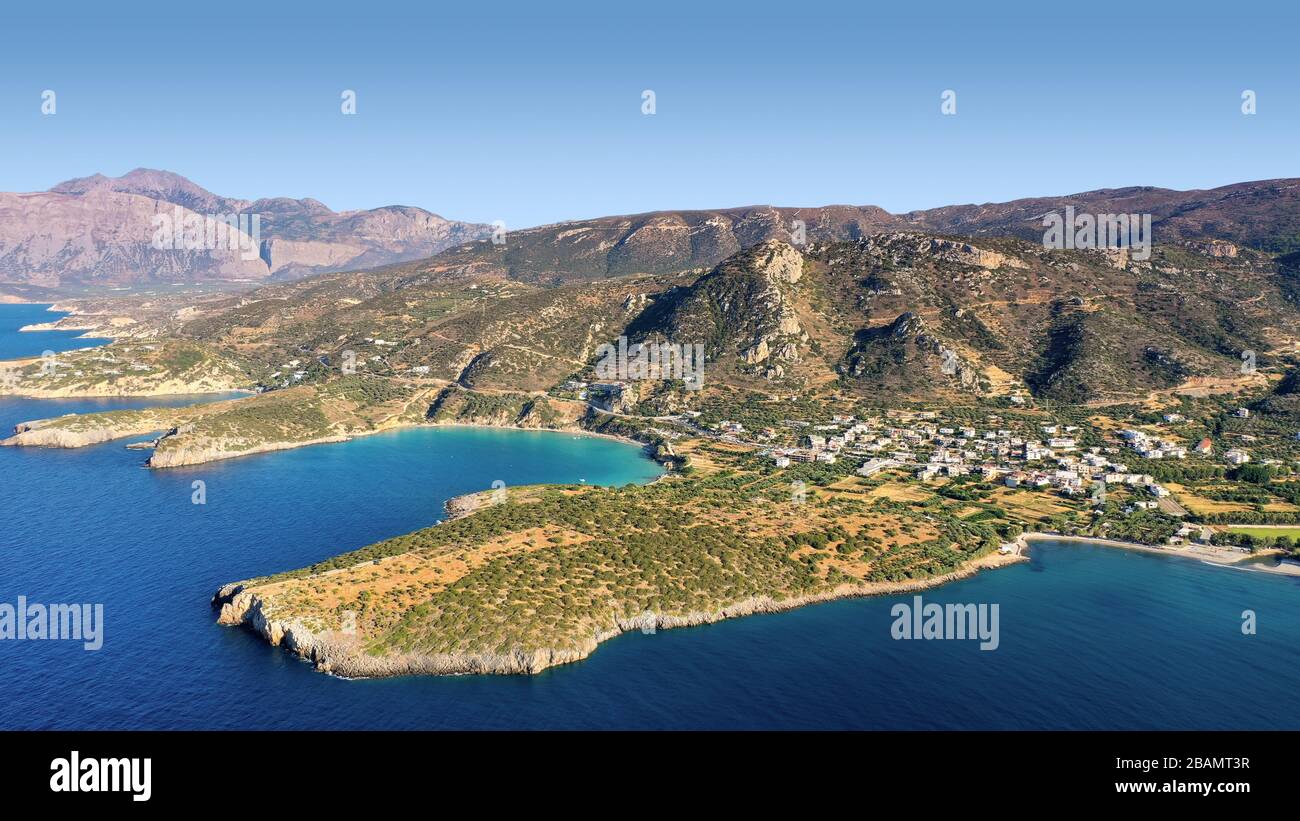 Aerial panoramic view of Kalydon Island, Crete, Greece Stock Photo - Alamy