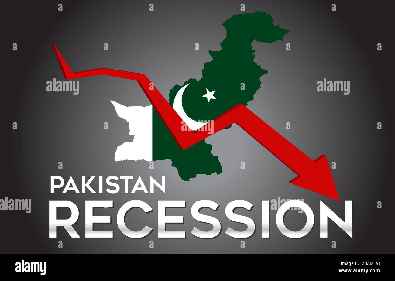Map of Pakistan Recession Economic Crisis Creative Concept with ...