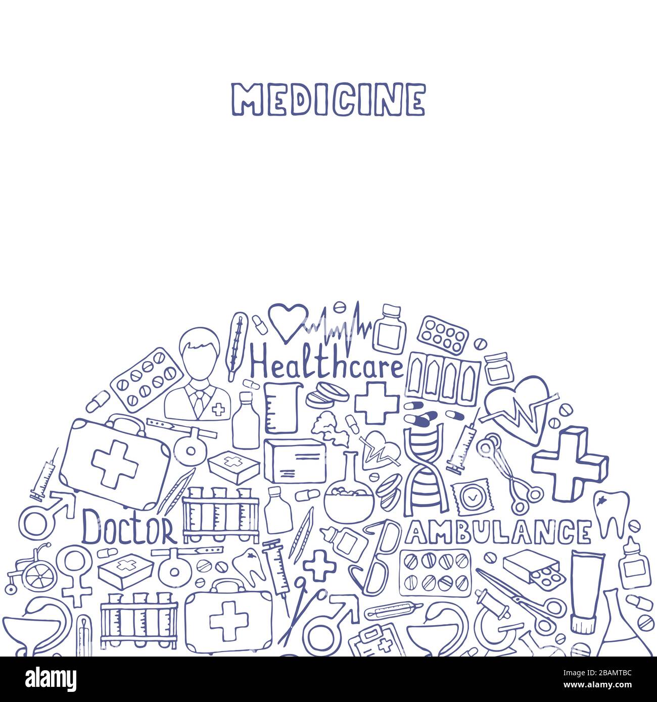 Doodle medicine icon set for your design. Hand drawn Health care ...