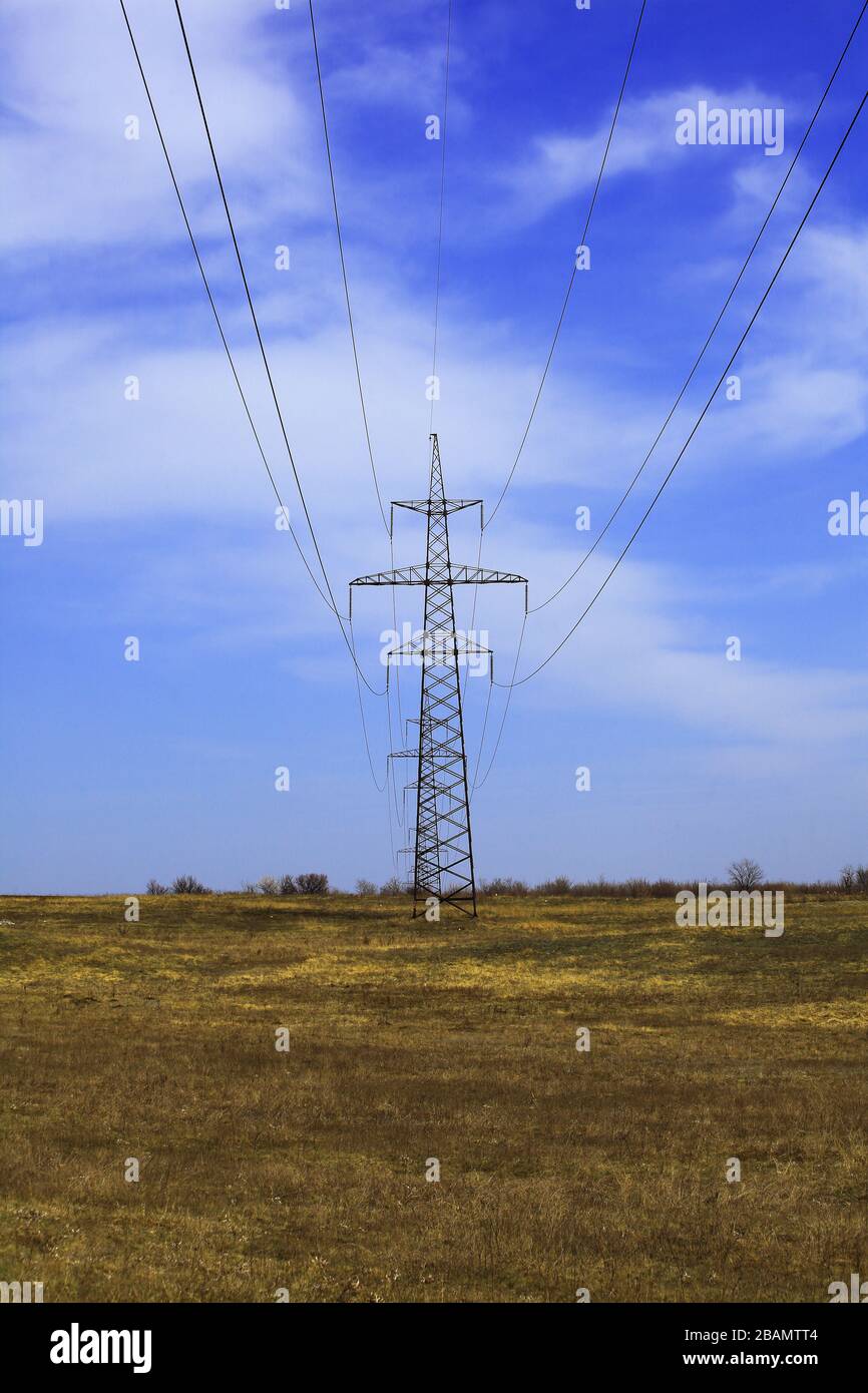 High voltage power transmission pole Stock Photo - Alamy
