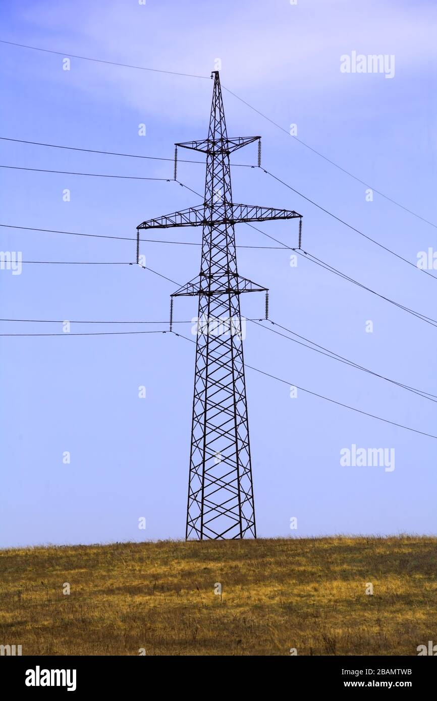 High voltage power transmission pole Stock Photo - Alamy