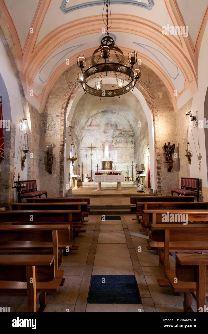 Nave altar in Saint Michael's church, Sotosalbos. Segovia province ...