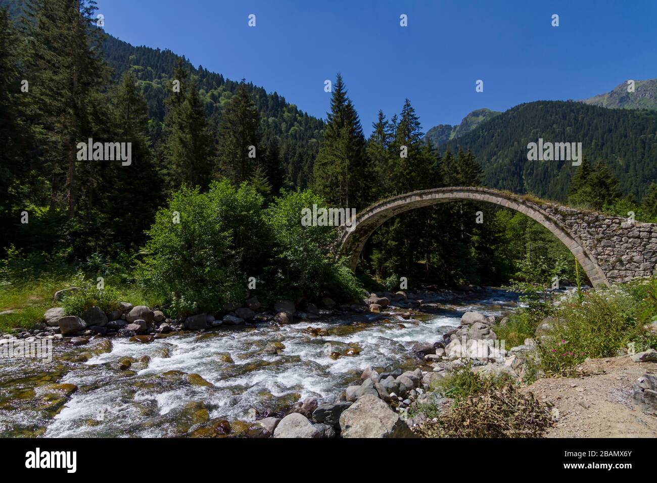 An old stone bridge in the Rize Highlands in Turkey Stock Photo - Alamy