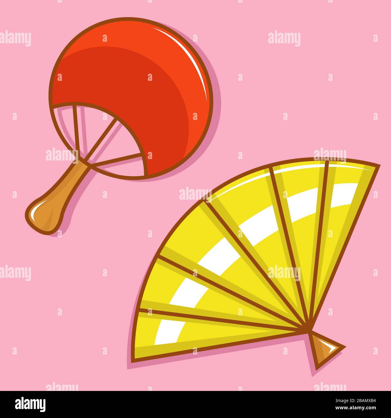 Cute and Sweet Vector Illustration of Hand Held Fan on Pink Background ...