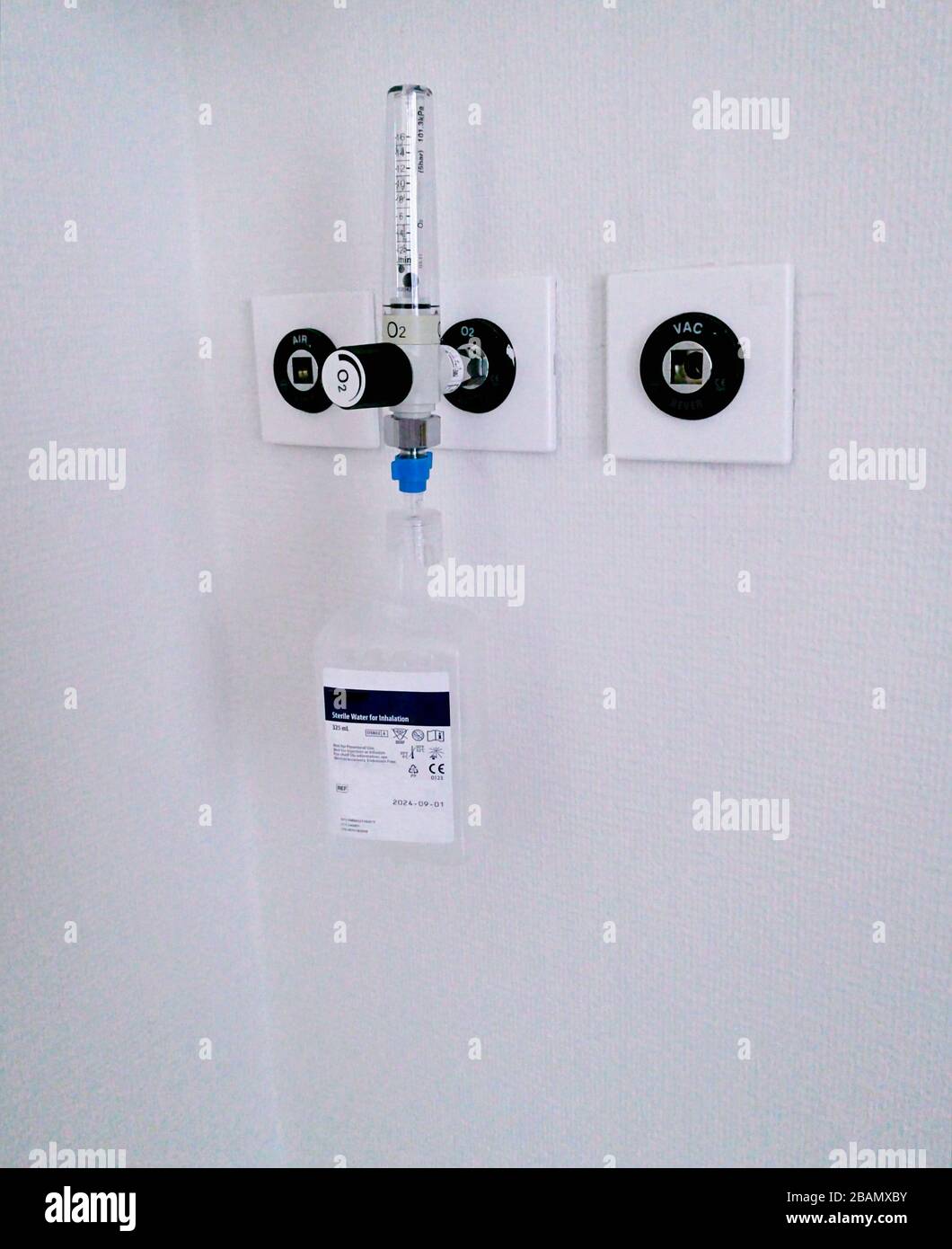 Hospital oxygen connection on the wall. For Patient breathing Stock ...