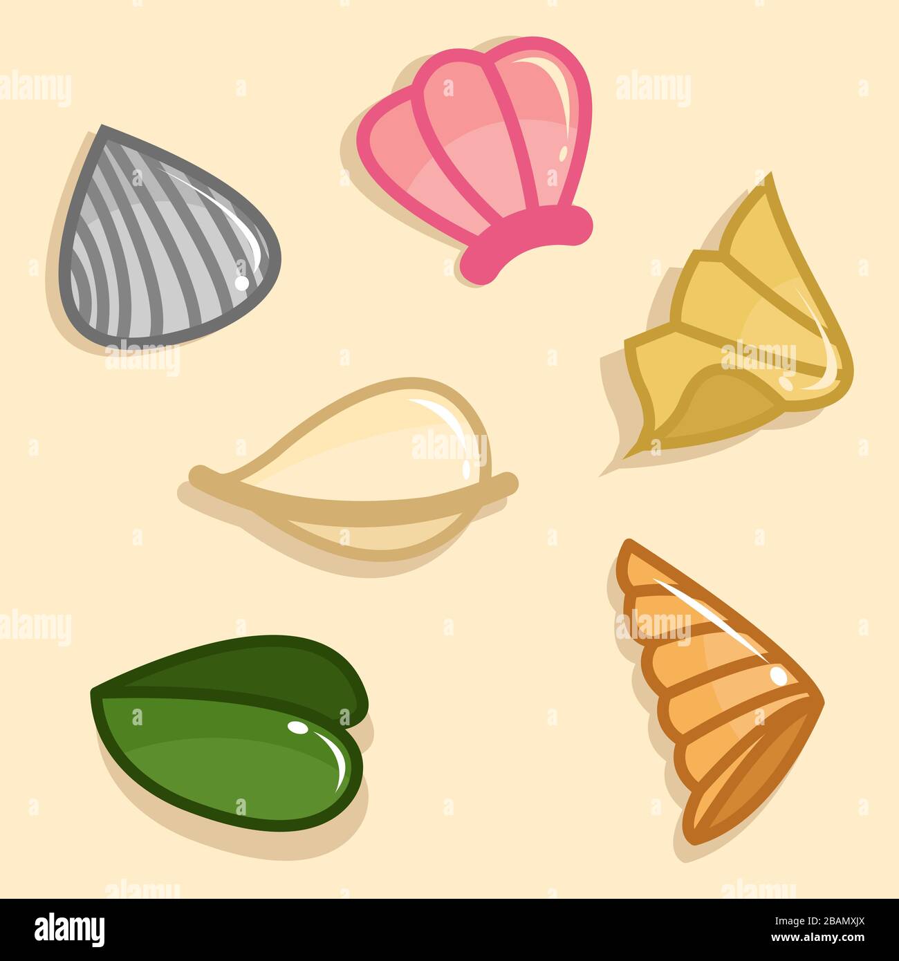Sea Shell Simple and Sweet Vector Set Illustration on Soft Color ...