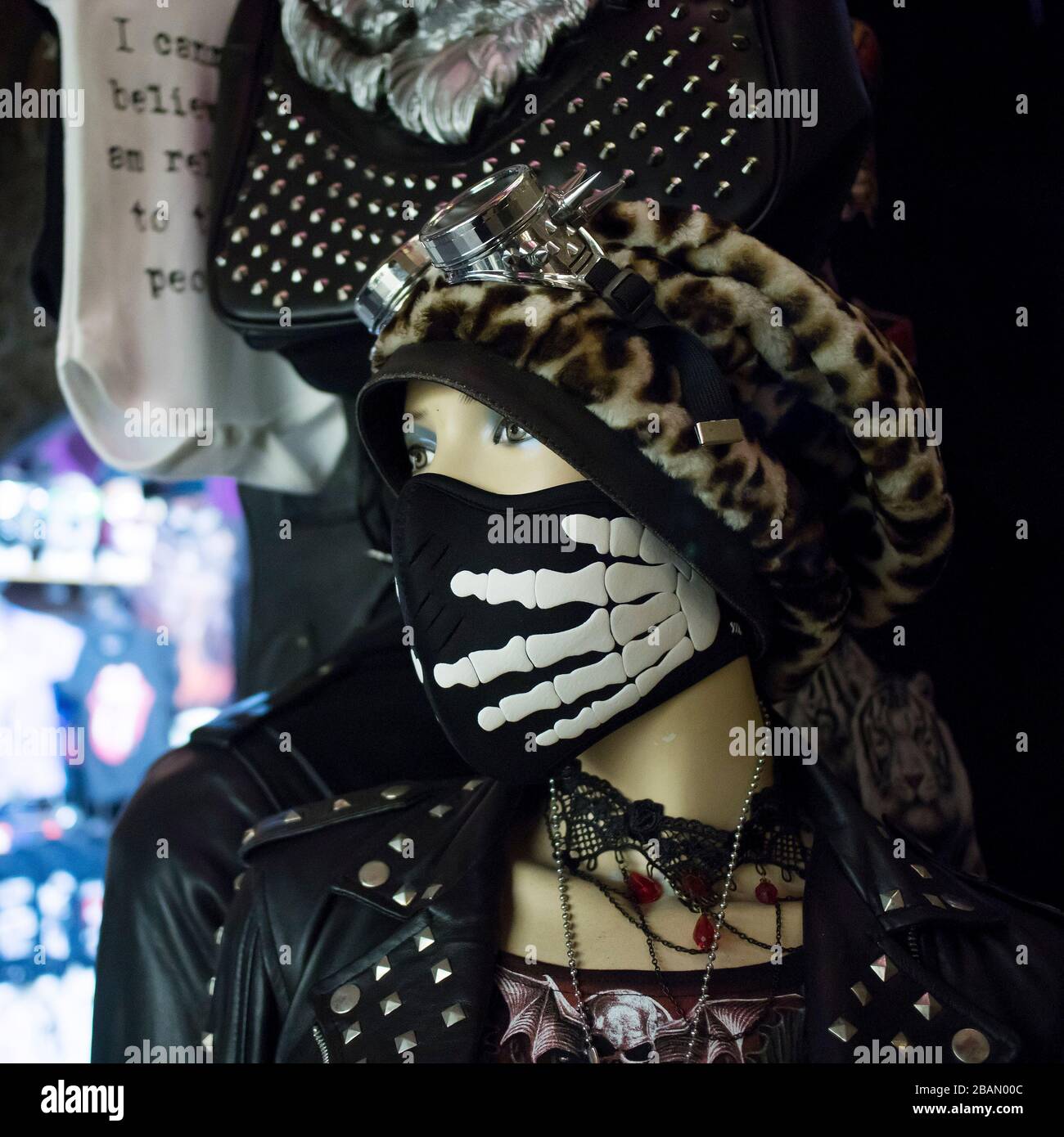 London, UK, - 15 March, 2020 Gothic face masks at Camden Town Market ...