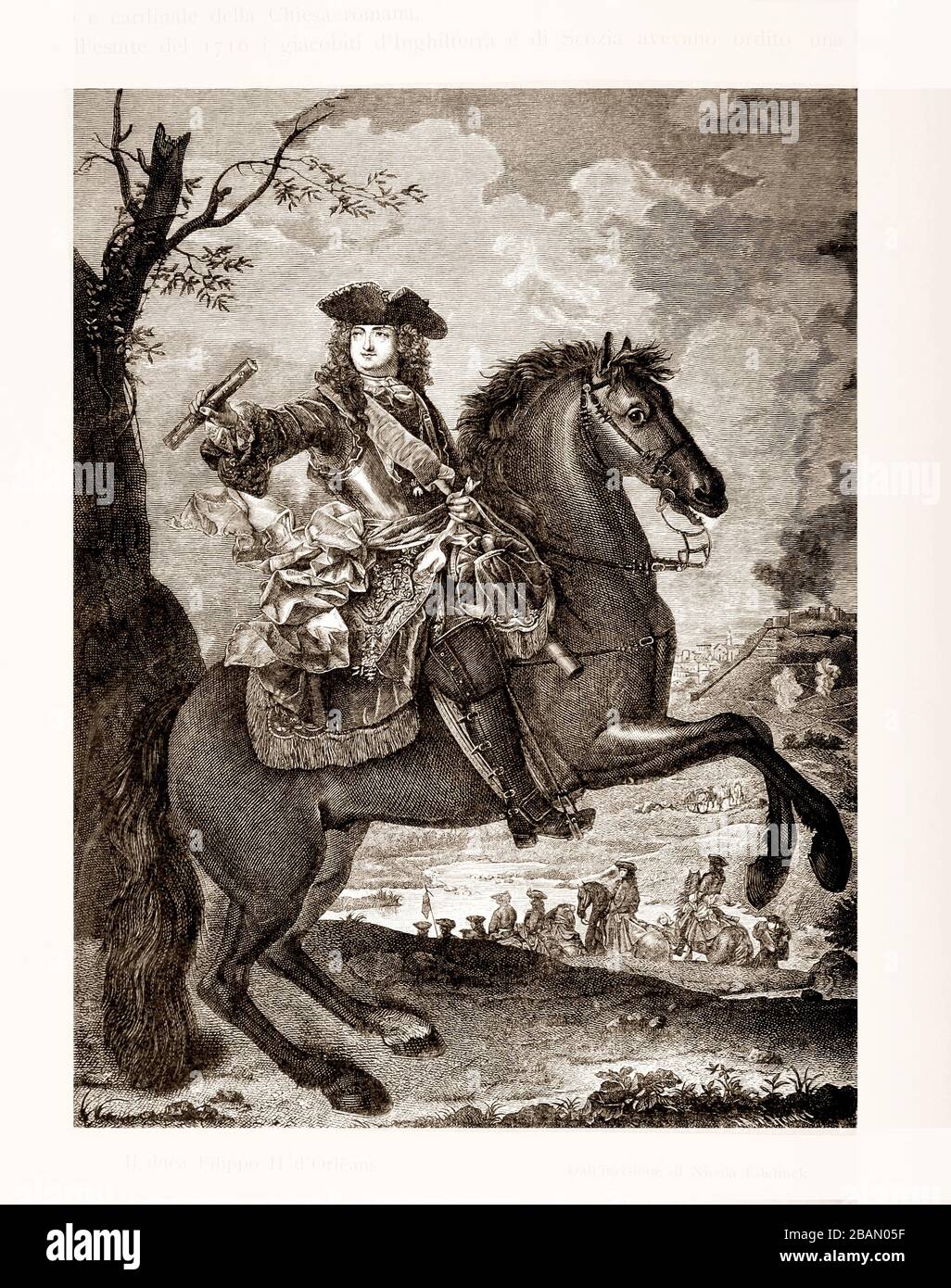 Equestrian portrait of Philippe II Duke of Orleans (1674 - 1723) member of the royal family of ...